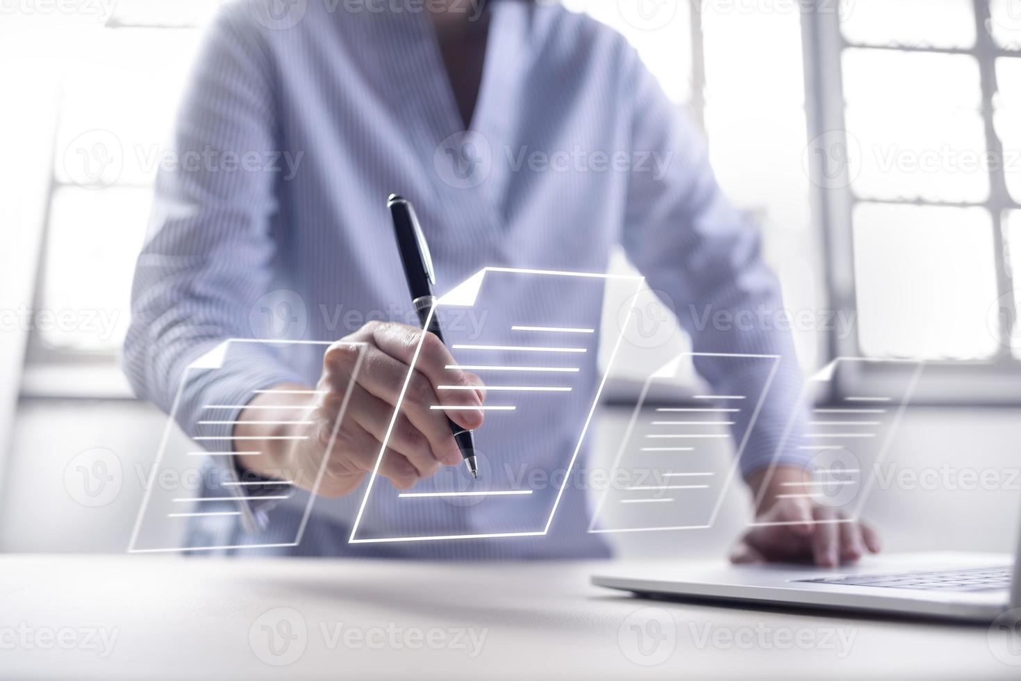 Businessman Work From Home Handling Documents E Signing Signing Digital Contracts Electronic