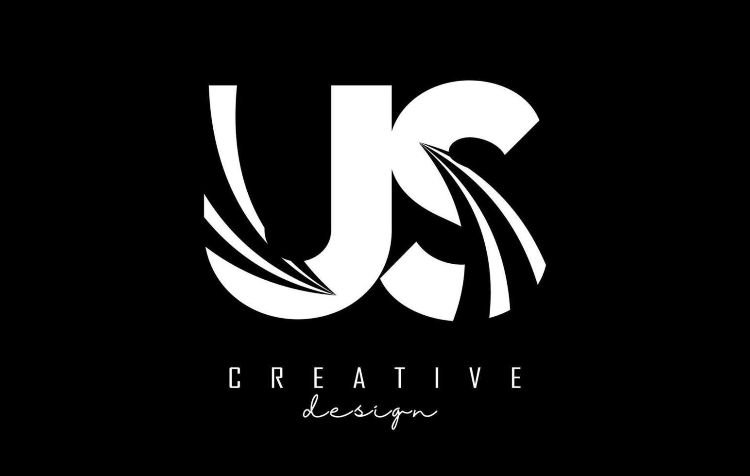 Creative White Letters Us U S Logo With Leading Lines And Road Concept Design Letters With