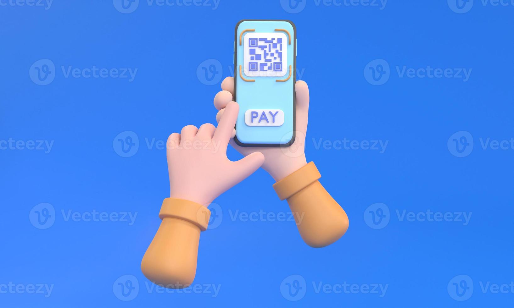 Qr Code Scanning Icon In Smartphone Hand Holding Mobile Phone Barcode Scanner For Pay