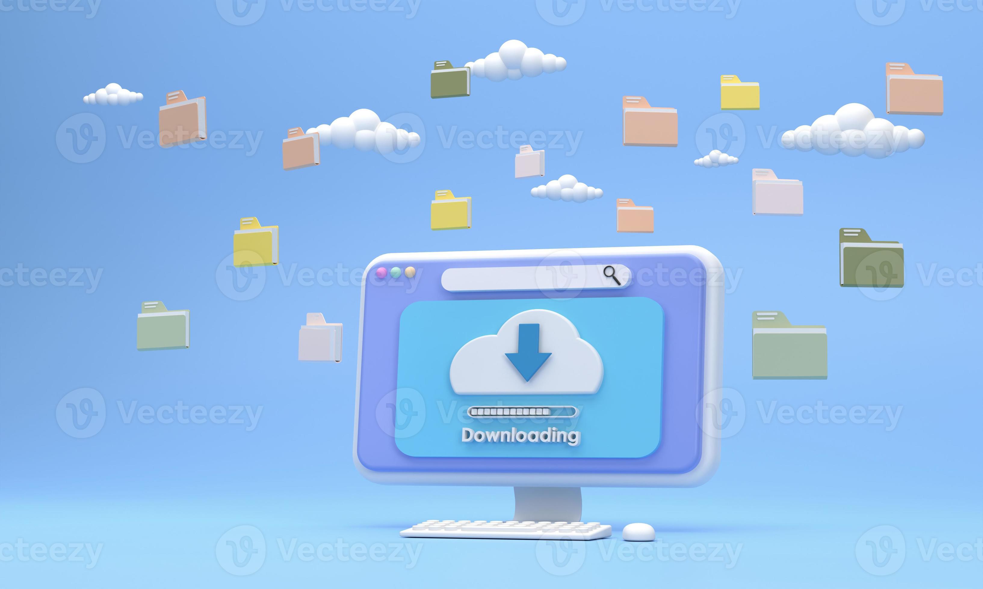 Computer screen Downloading files with the system Wi-Fi network speed ...