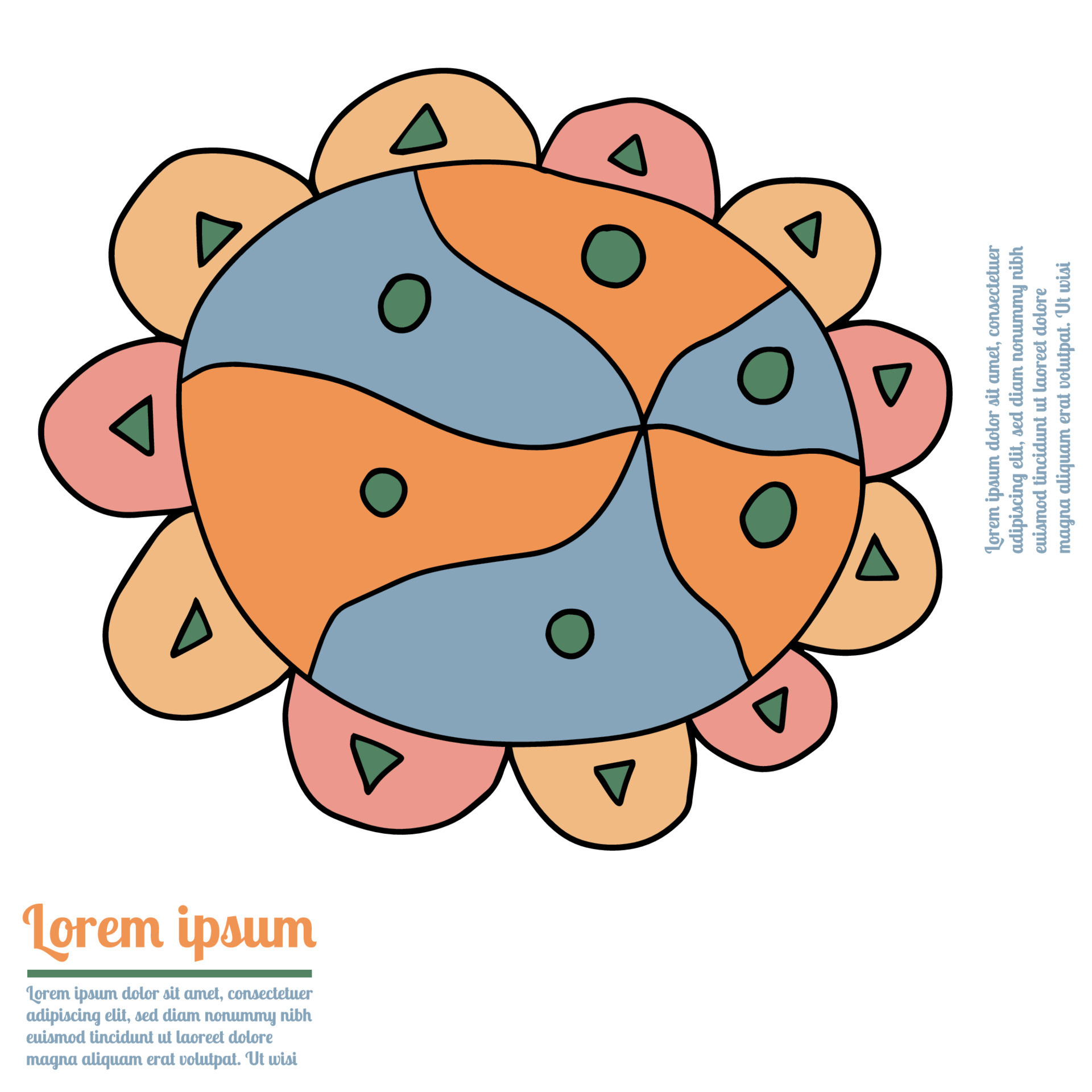 Colorful fantasy doodle cartoon flower isolated on white background ...