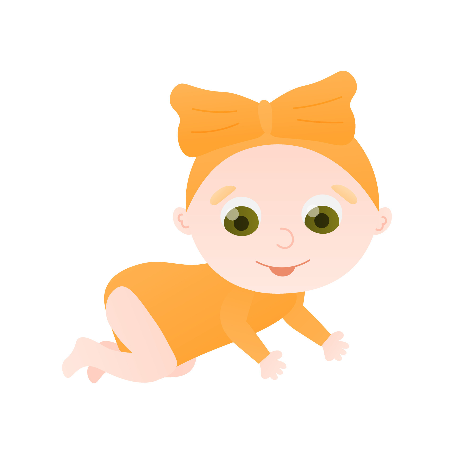 Cartoon Baby Girl Crawling