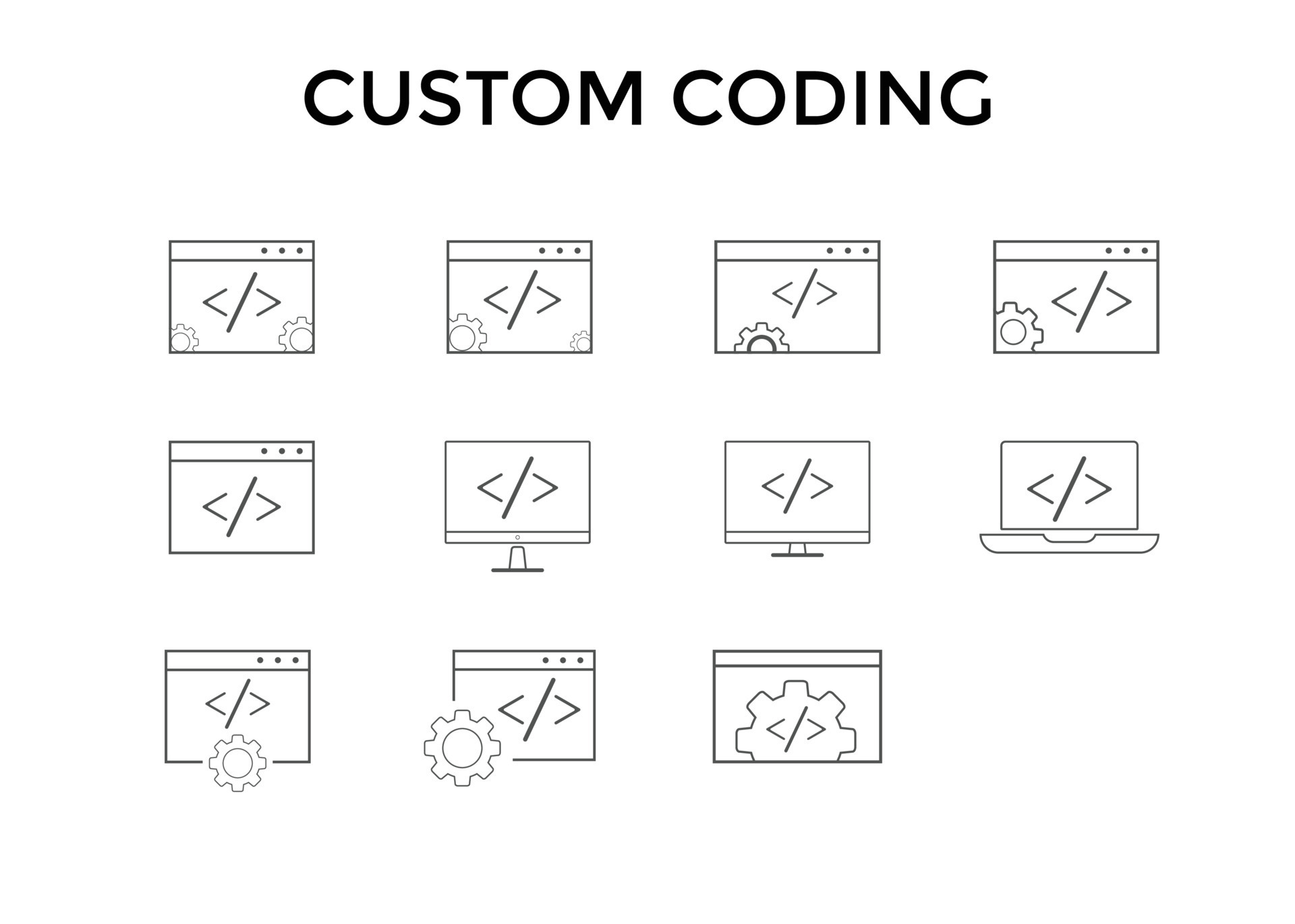 Set Of Custom Coding Icons Vector Illustration Modern Style Custom Coding Symbol 11052182