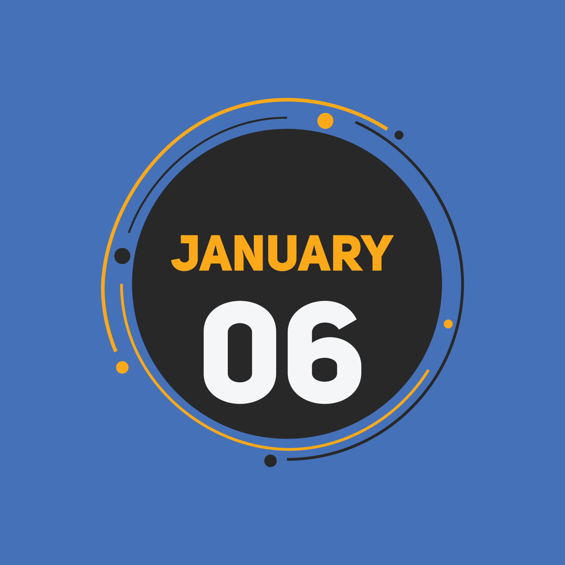 january 6 calendar reminder. 6th january daily calendar icon template. Calendar 6th january icon ...