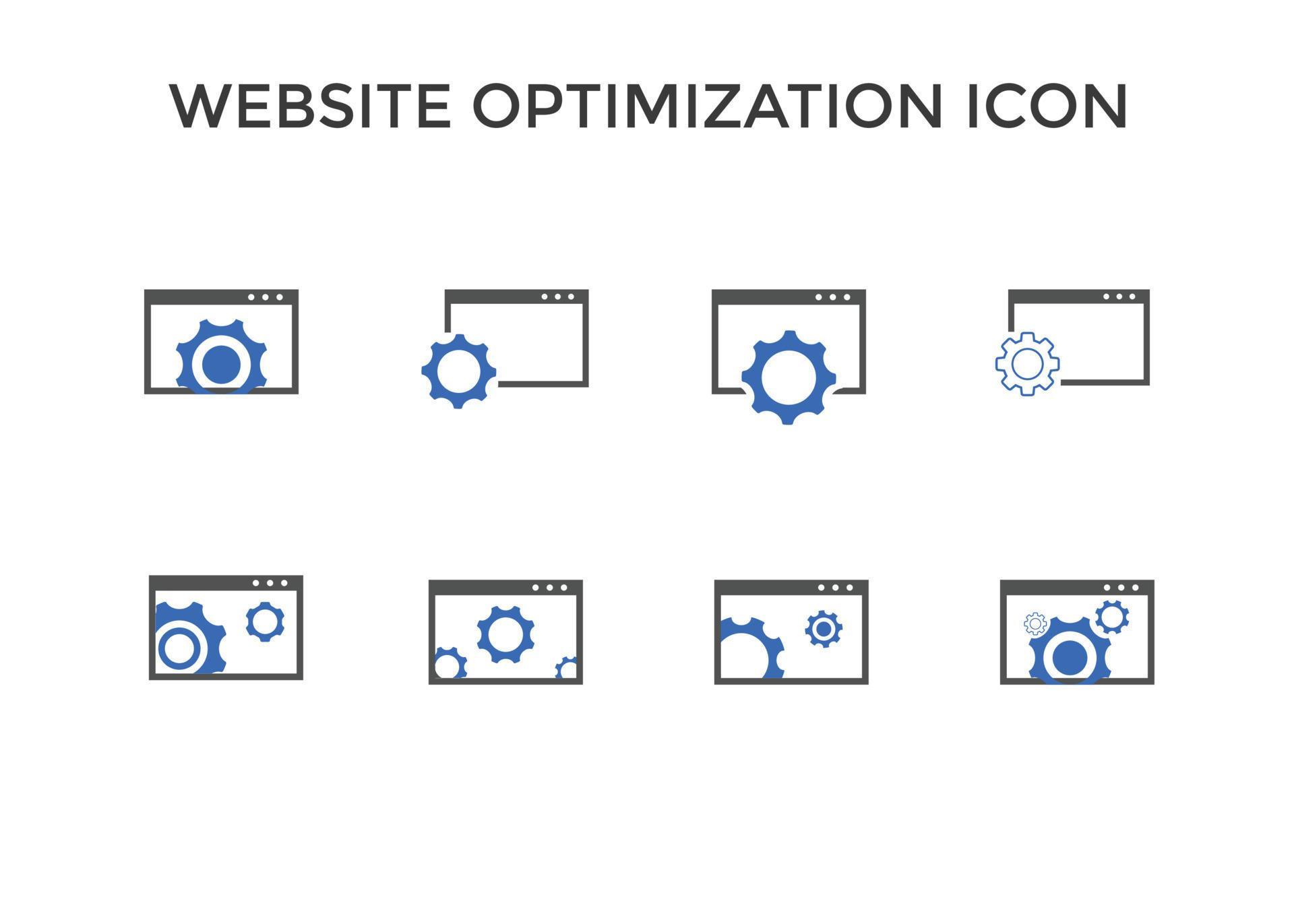 website optimization icons. website page development symbol icon. Concept for SEO and web design ...