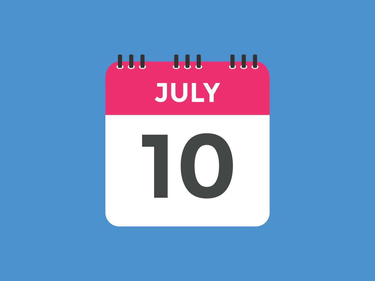 Recordatorio del calendario del 10 de julio. Plantilla de icono de calendario diario del 10 de ...