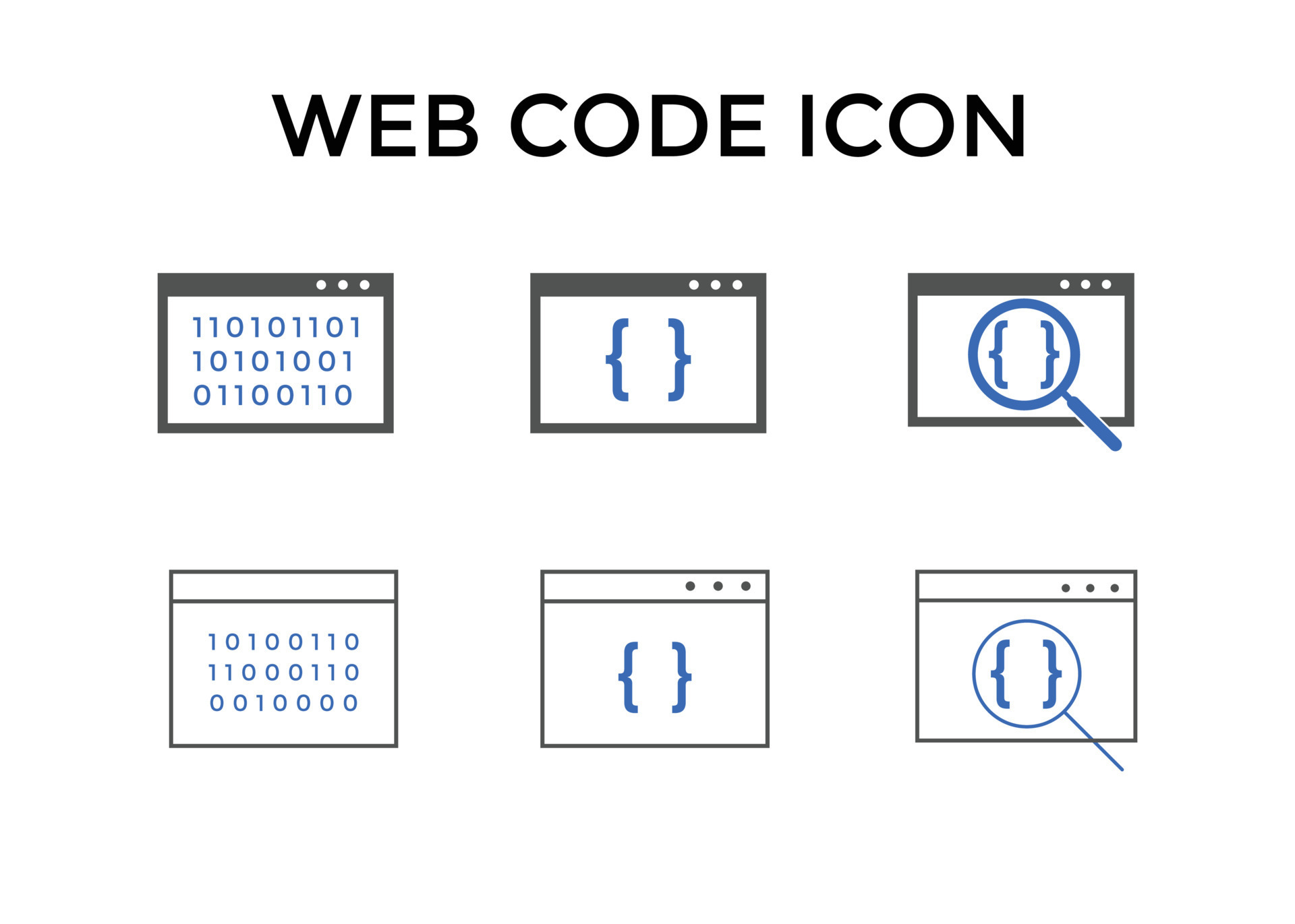 Web Code Icons Website Coding Icon Symbol 11053842 Vector Art At Vecteezy