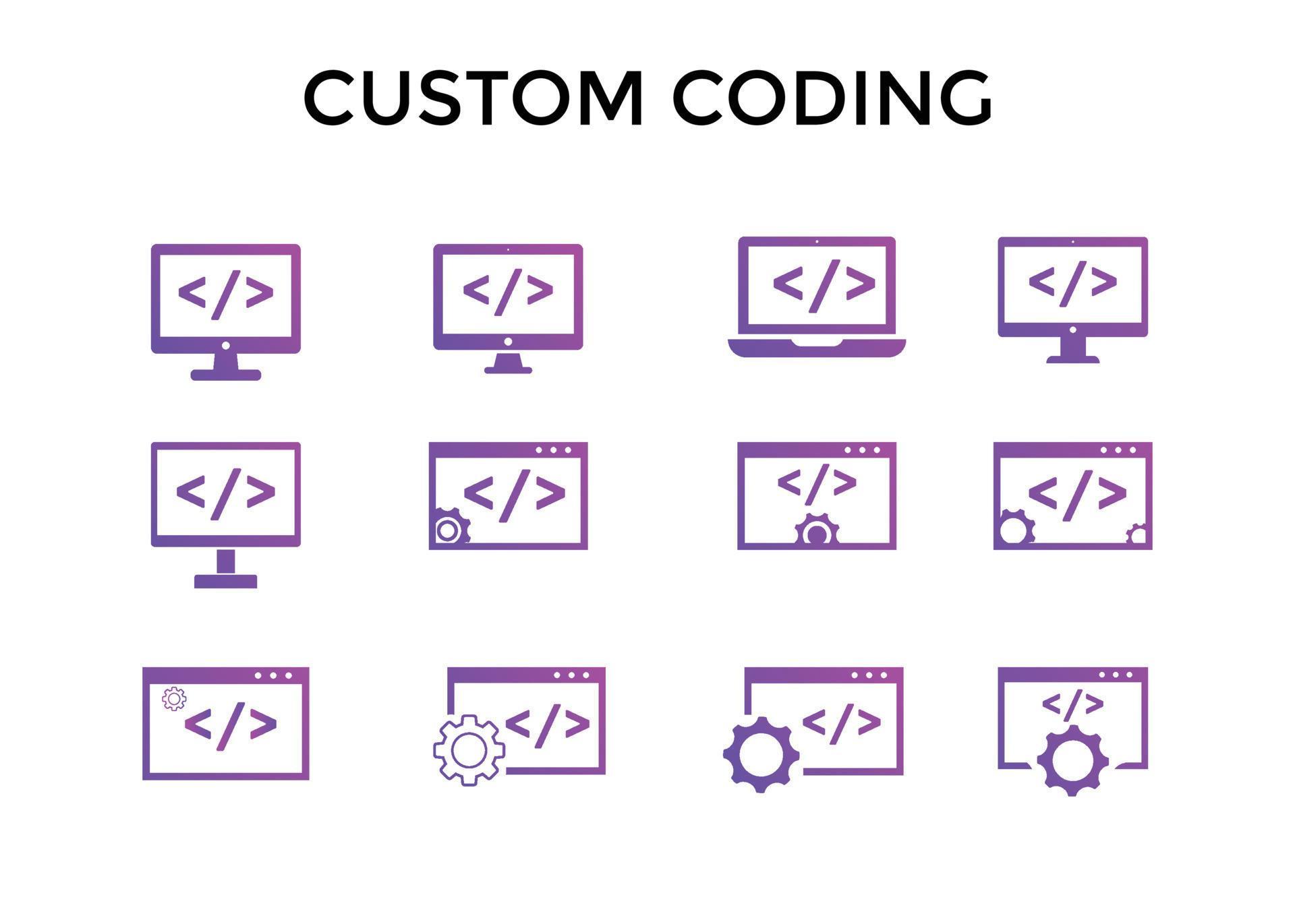 Set Of Custom Coding Icons Vector Illustration Modern Style Custom Coding Symbol 11055194