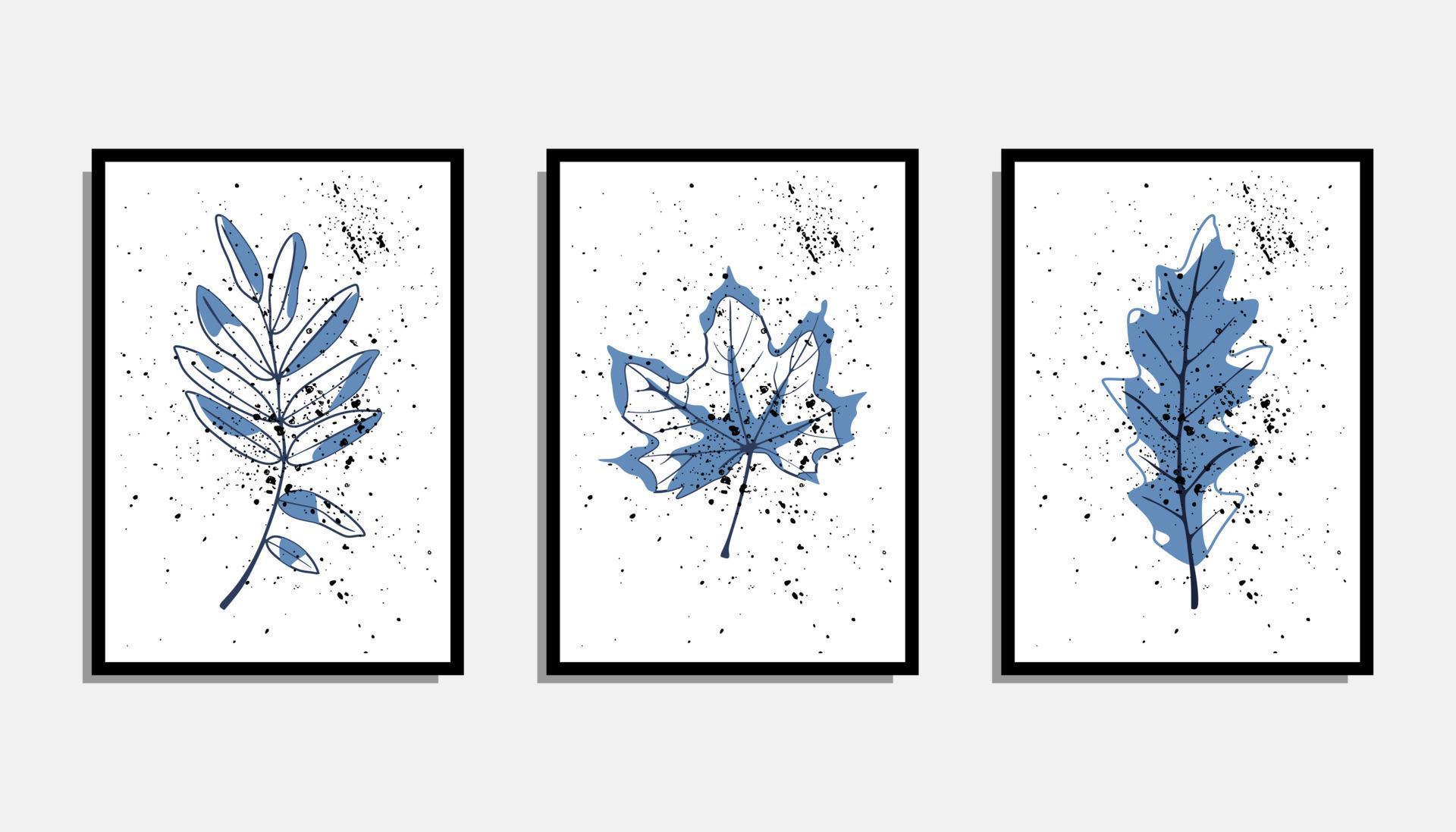 Boho Vector Set Of Botanical Art Wall Decoration Abstract Image Of The Shape Of The Leaf Line