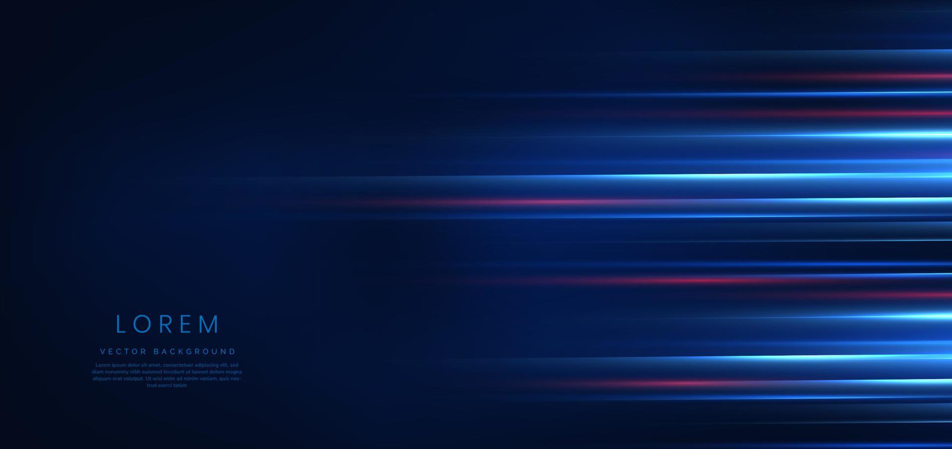 Abstract technology futuristic glowing blue and red light lines with speed motion blur effect on ...