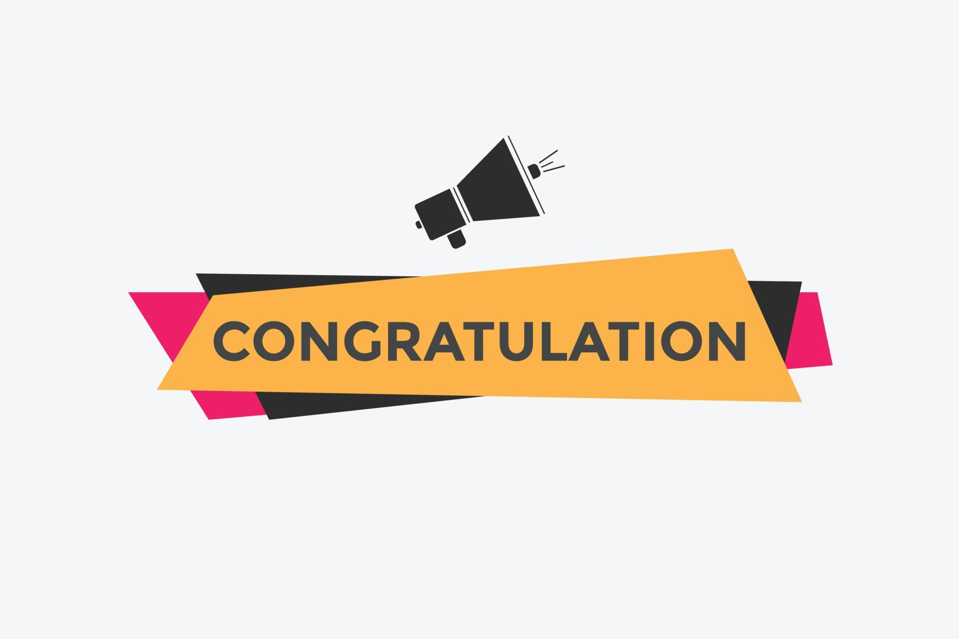 congratulation text button. speech bubble.Congratulations Colorful web ...