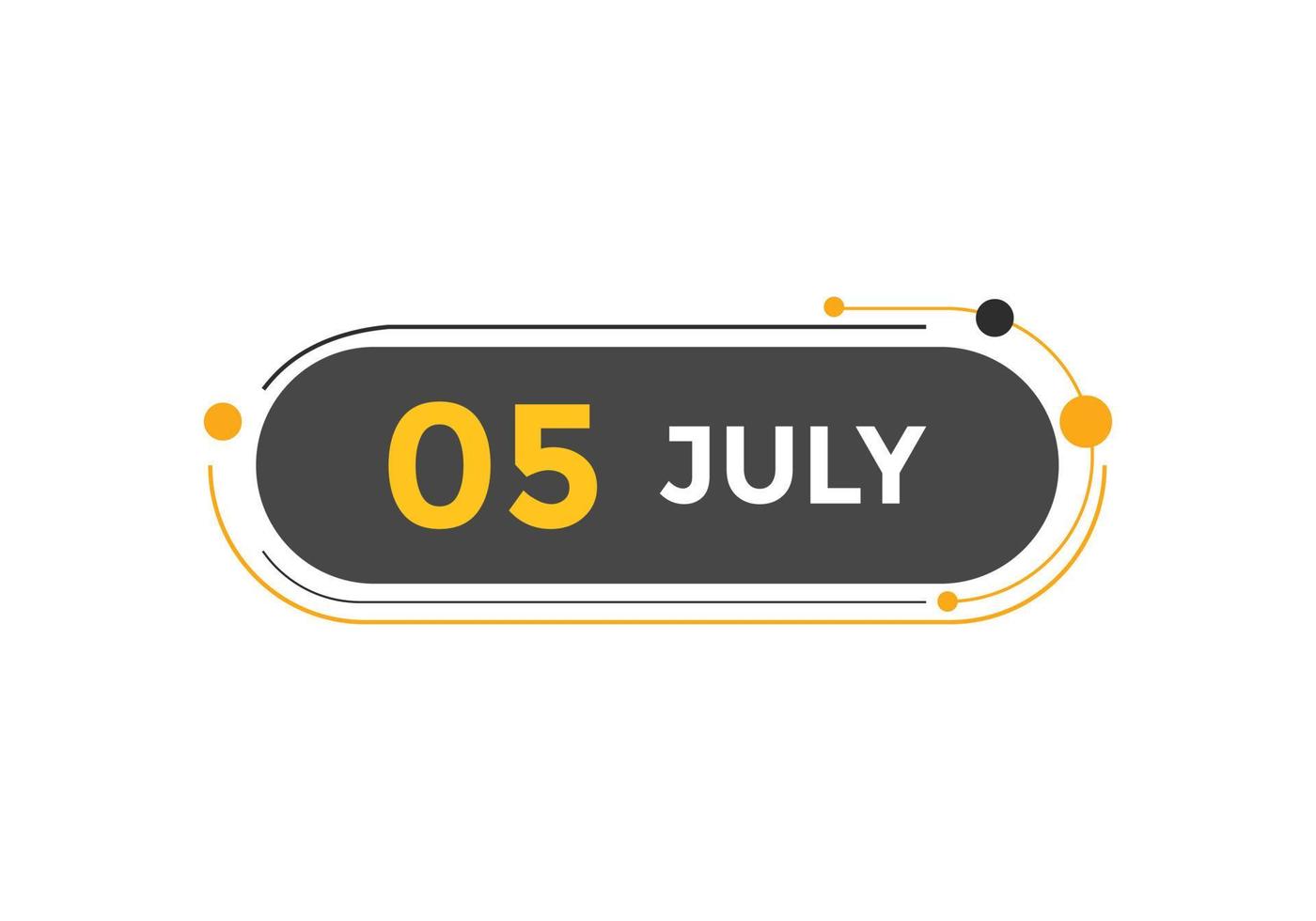 Recordatorio del calendario del 5 de julio. Plantilla de icono de calendario diario del 5 de ...