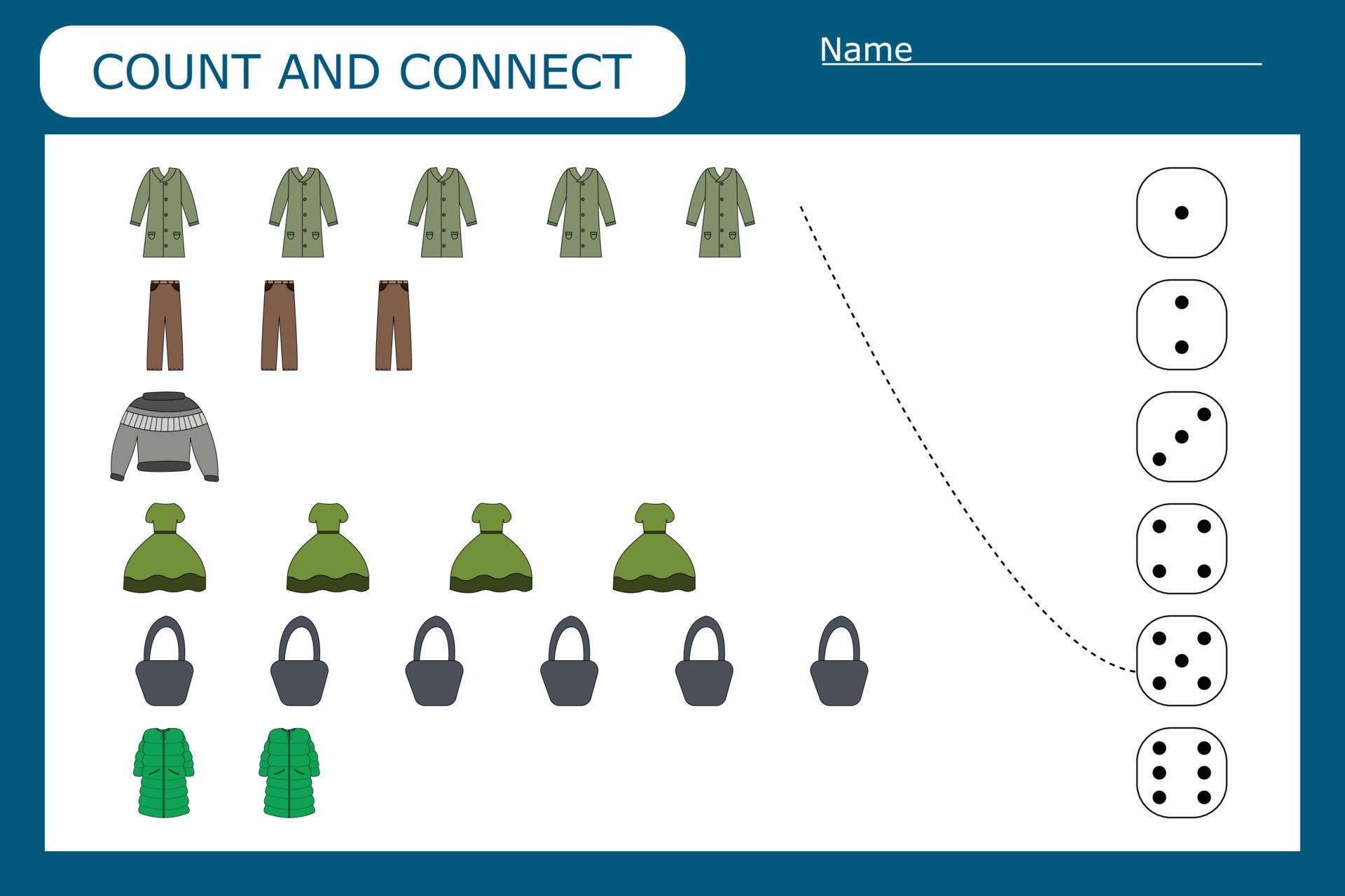 Count and connect the clothes and the number 11059947 Vector Art at ...