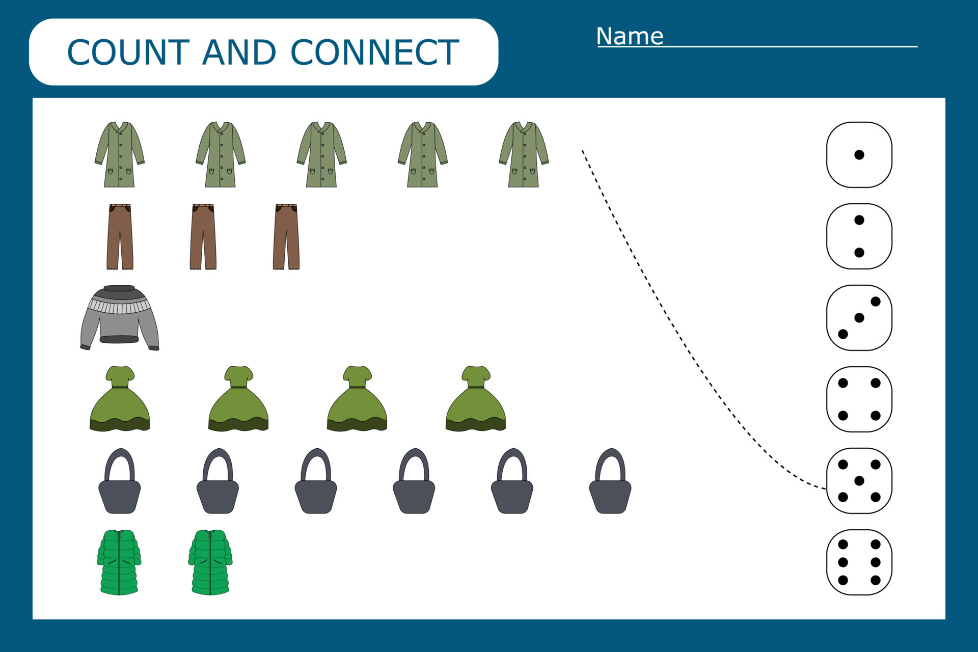 Count and connect the clothes and the number 11059947 Vector Art at ...