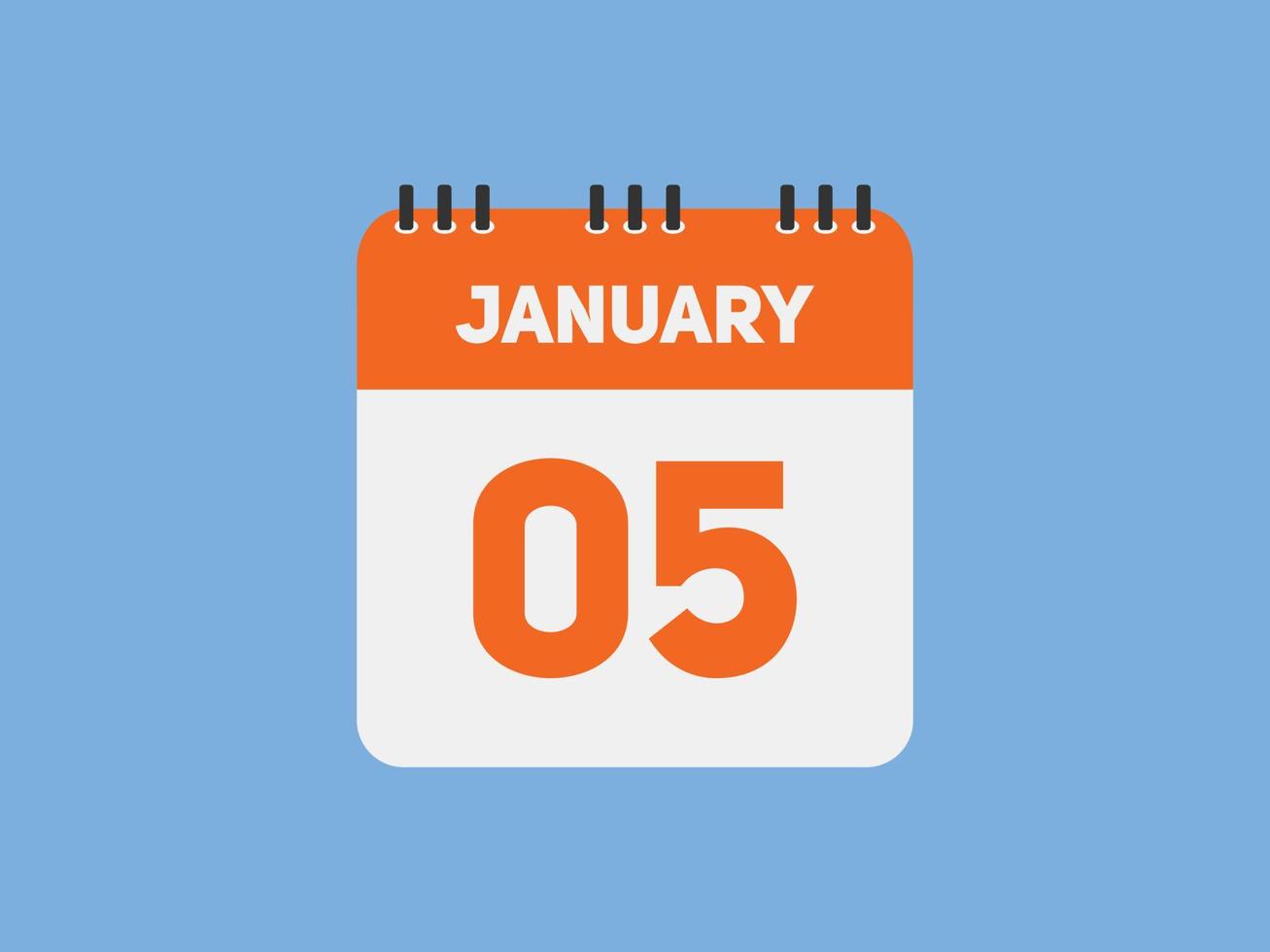 Recordatorio del calendario del 5 de enero. Plantilla de icono de calendario diario del 5 de ...