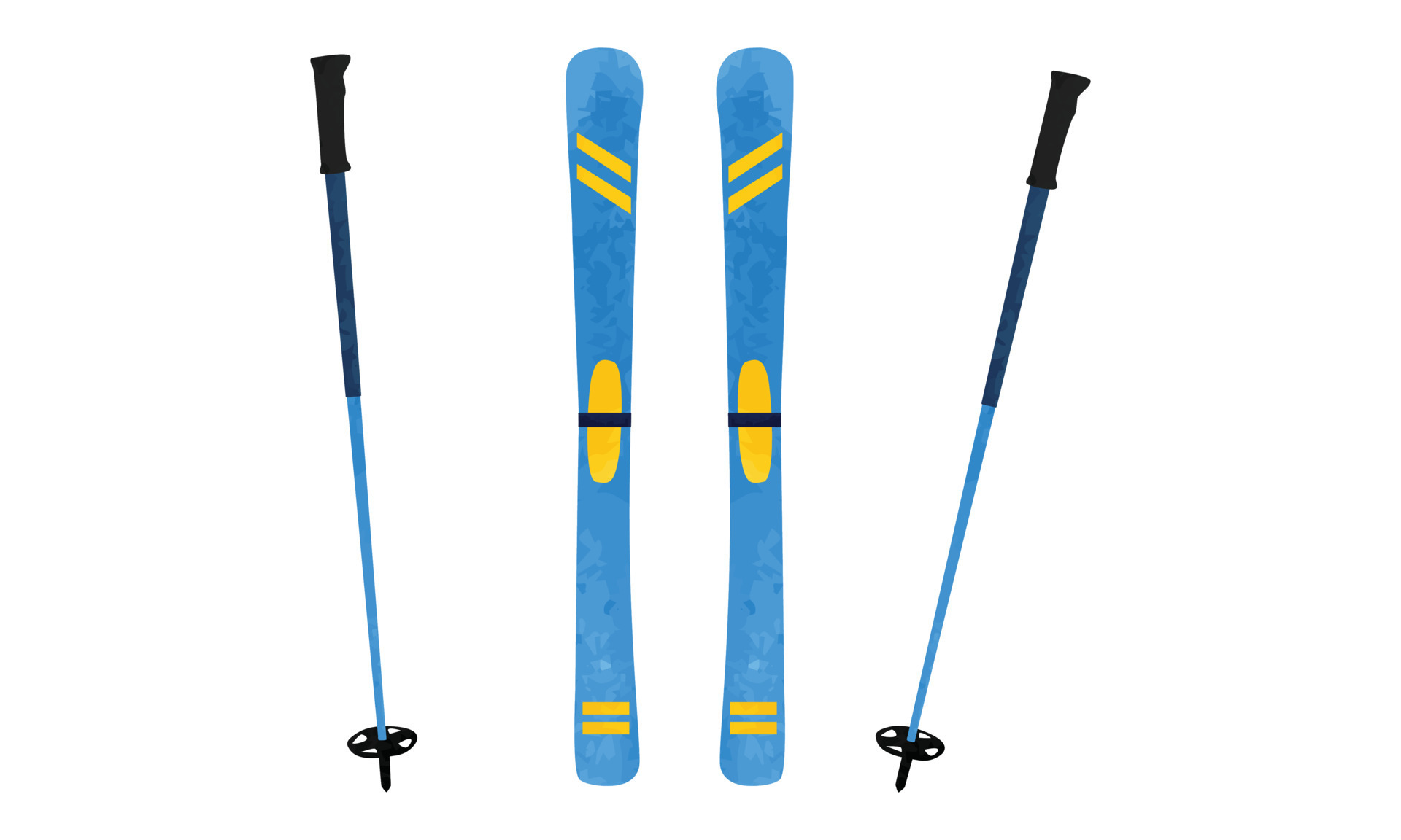 Skis and poles clipart. Pair of skis and ski poles watercolor style ...