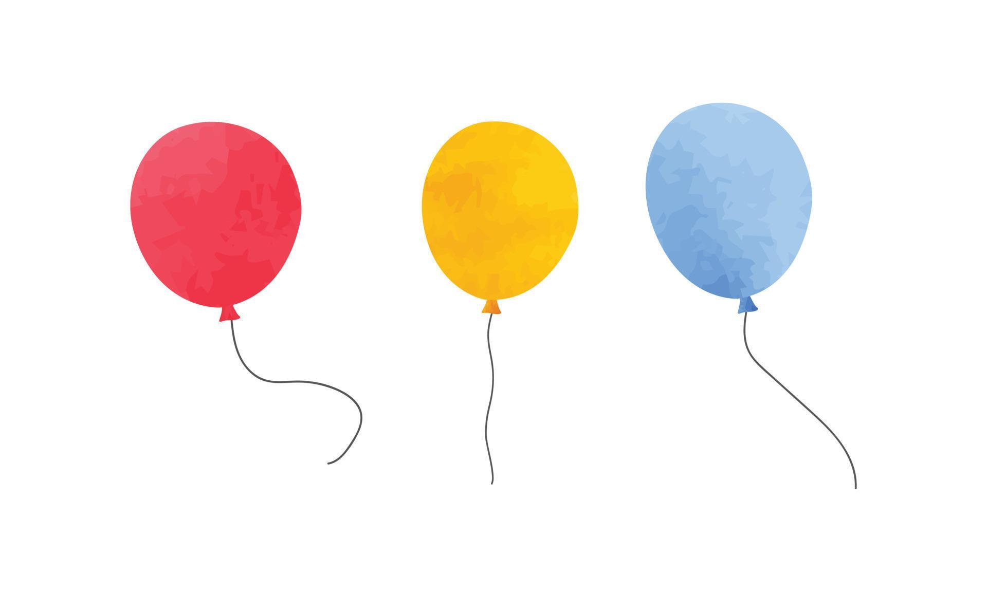 Simple balloons clipart. Set of multicolored balloons in cartoon style. Bunch of flying balloons ...