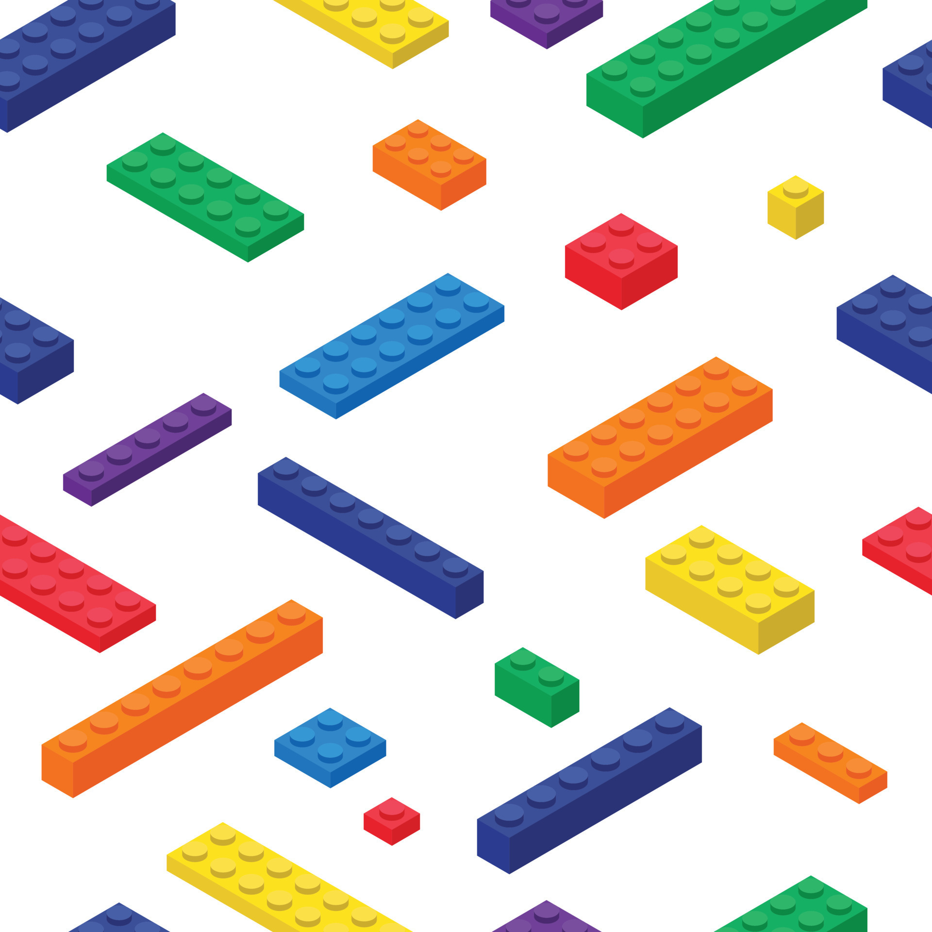 Colorful children plastic brick toy in isometric style seamless pattern ... Colorful children plastic brick toy in isometric style seamless pattern ...
