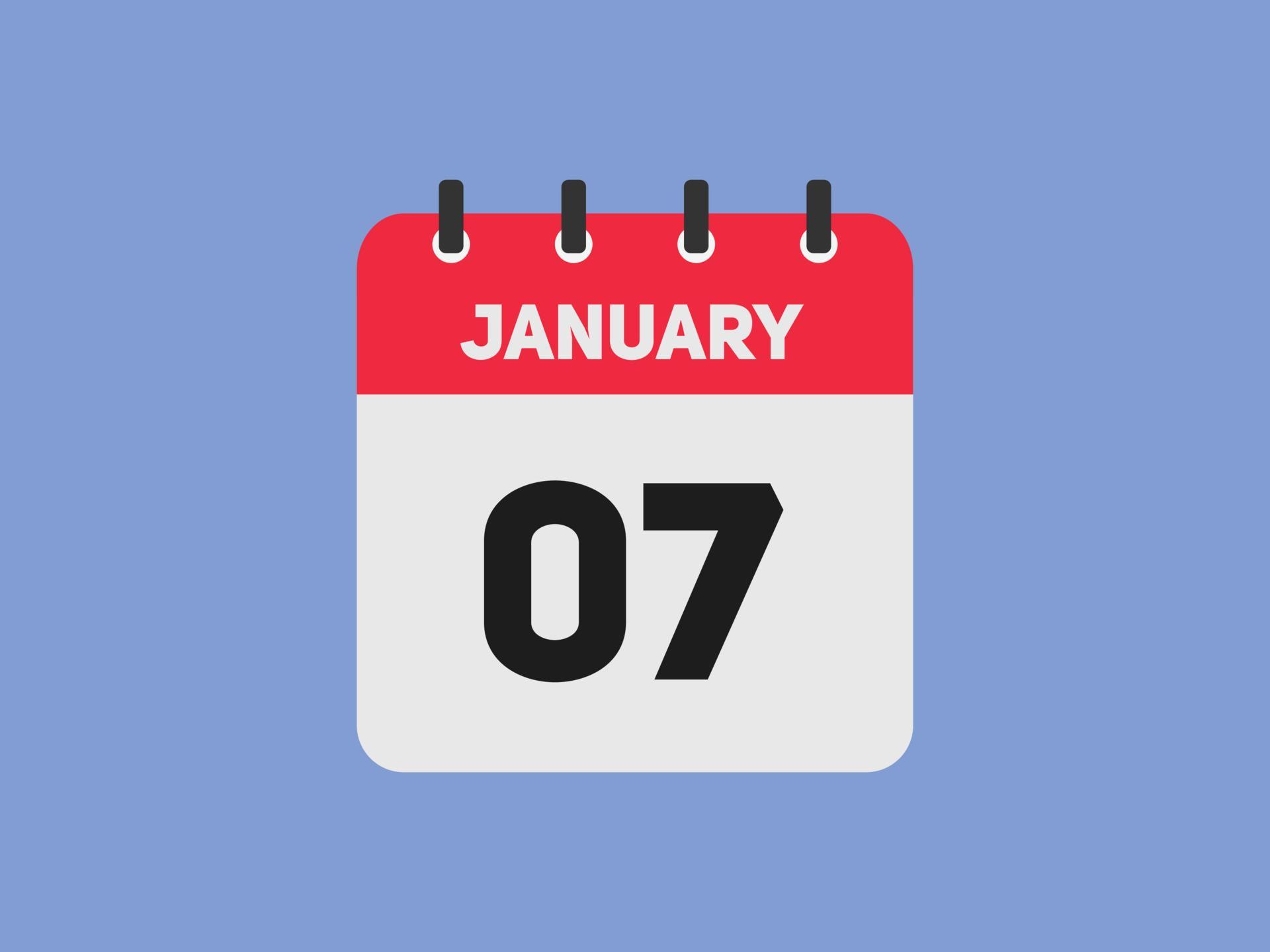 january 7 calendar reminder. 7th january daily calendar icon template ...
