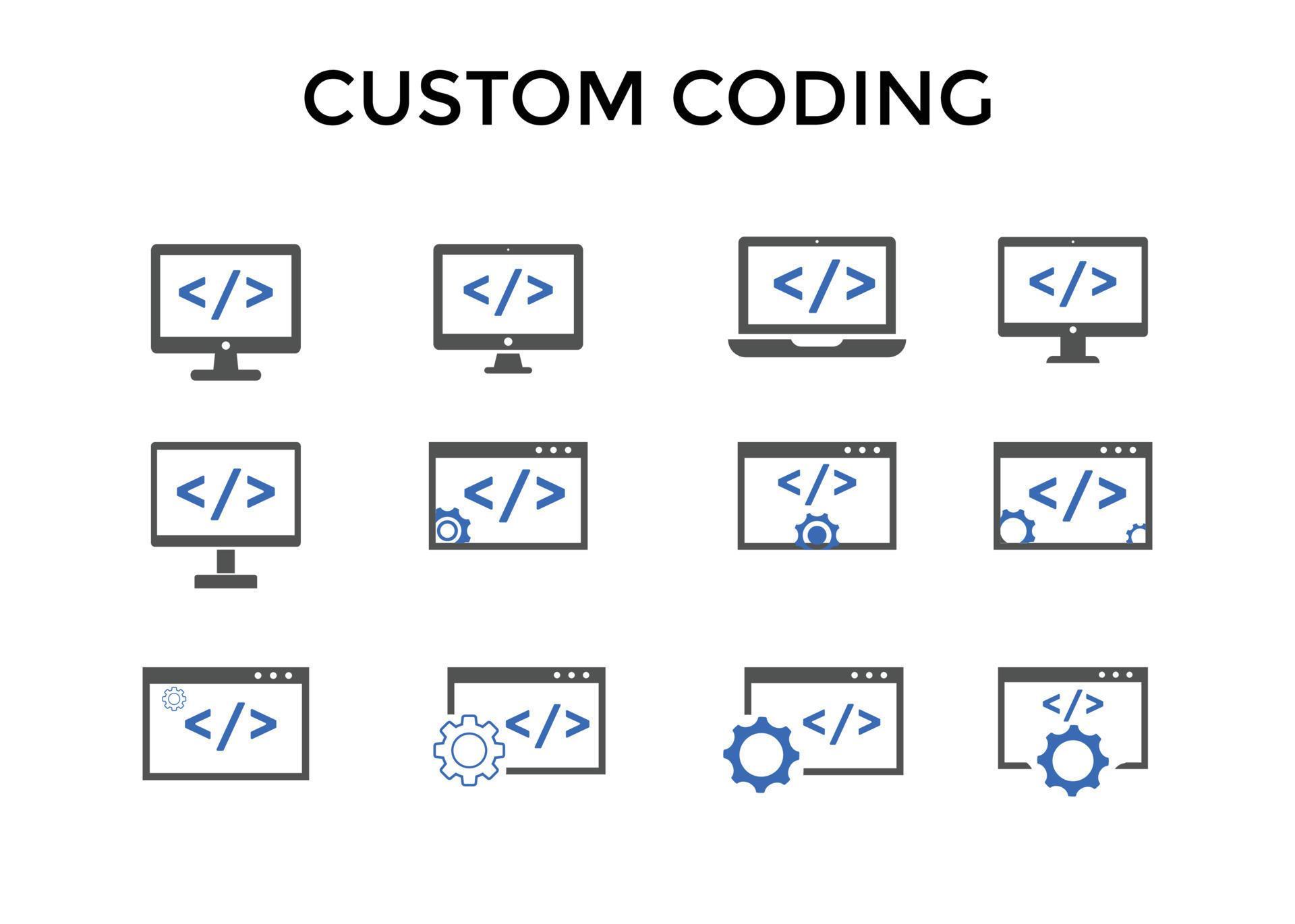Set Of Custom Coding Icons Vector Illustration Modern Style Custom Coding Symbol 11067806