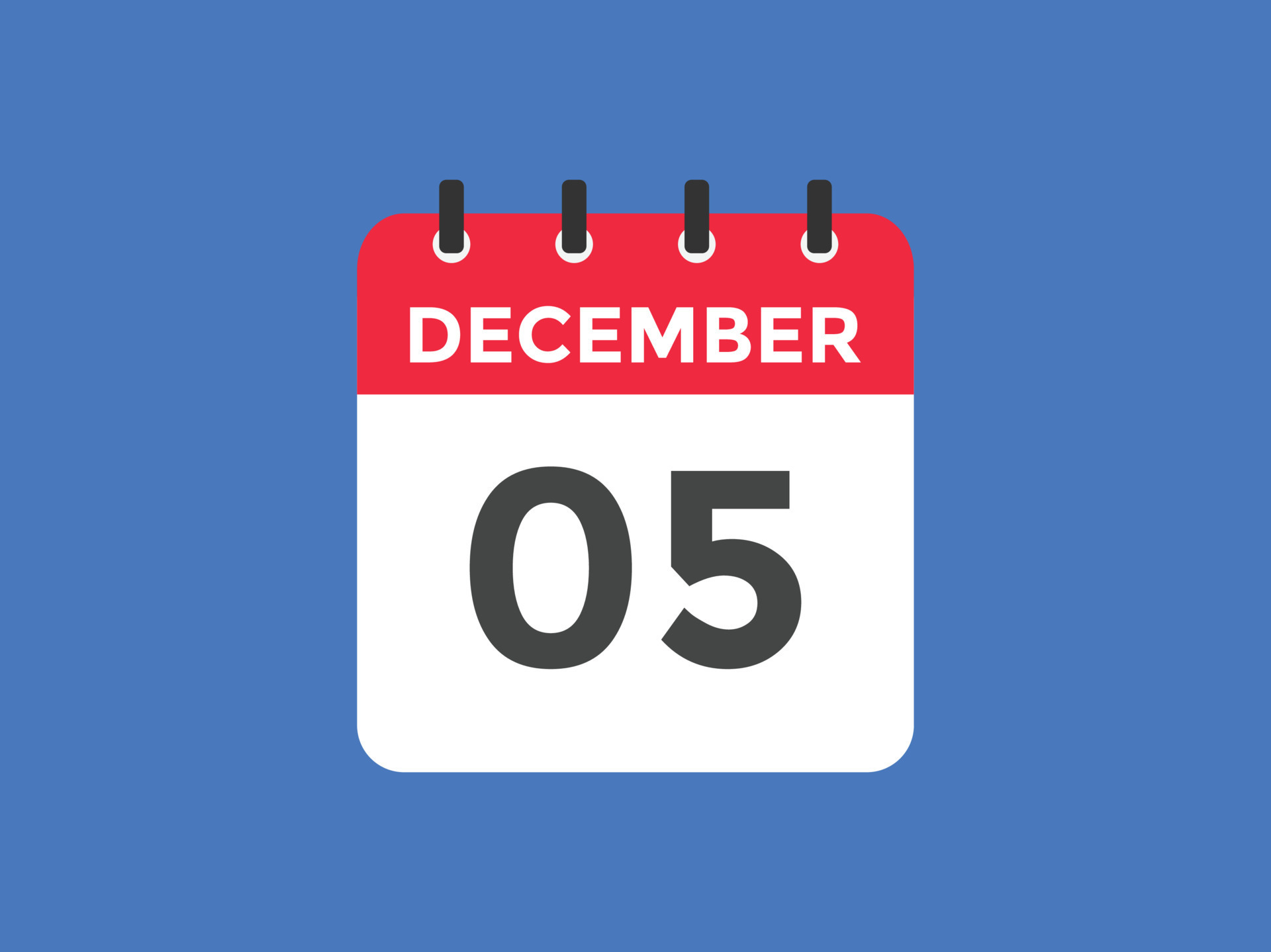 Recordatorio del calendario del 5 de diciembre. Plantilla de icono de calendario diario del 5 de ...