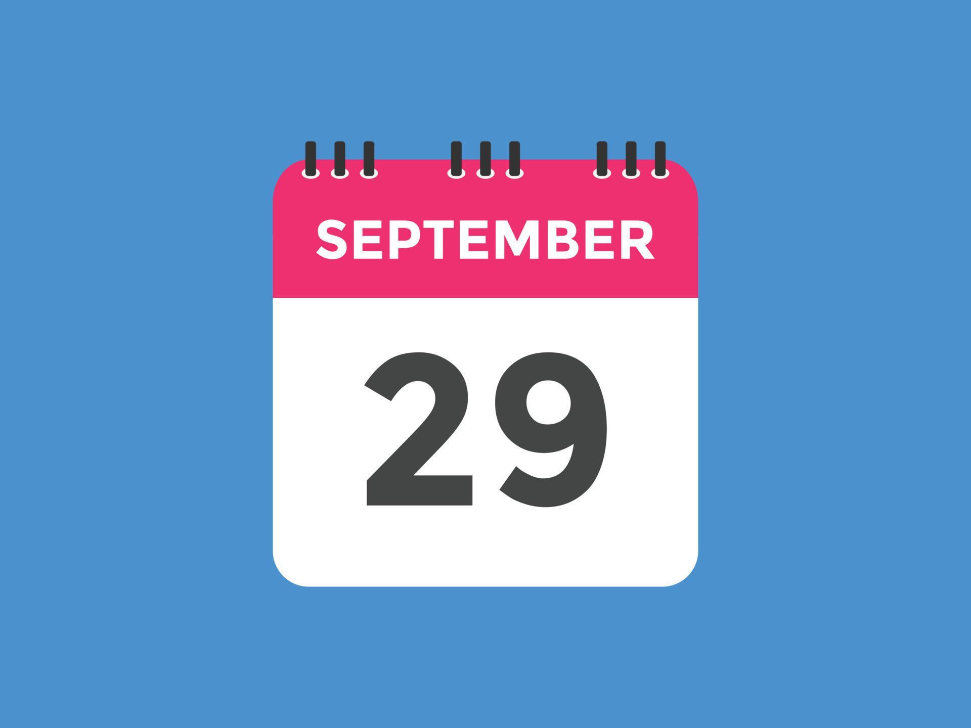 september 29 calendar reminder. 29th september daily calendar icon template. Calendar 29th ...