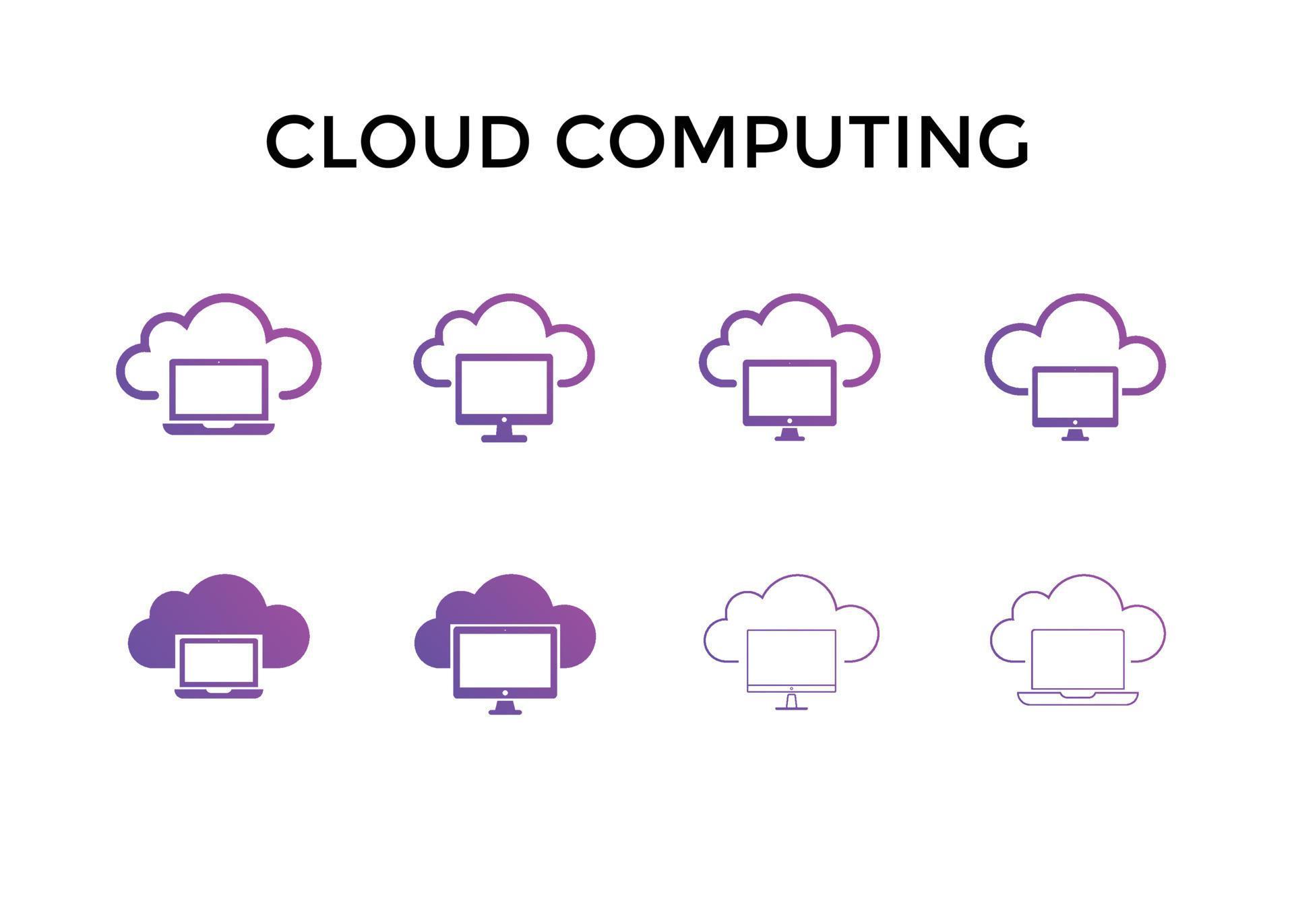Set Of Cloud Computing Icon Vector Illustration Cloud Computing Symbol