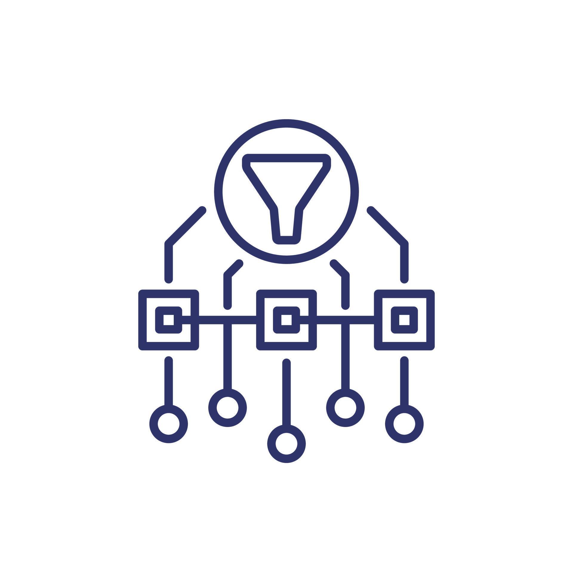 Data filtering line icon with funnel 11077116 Vector Art at Vecteezy