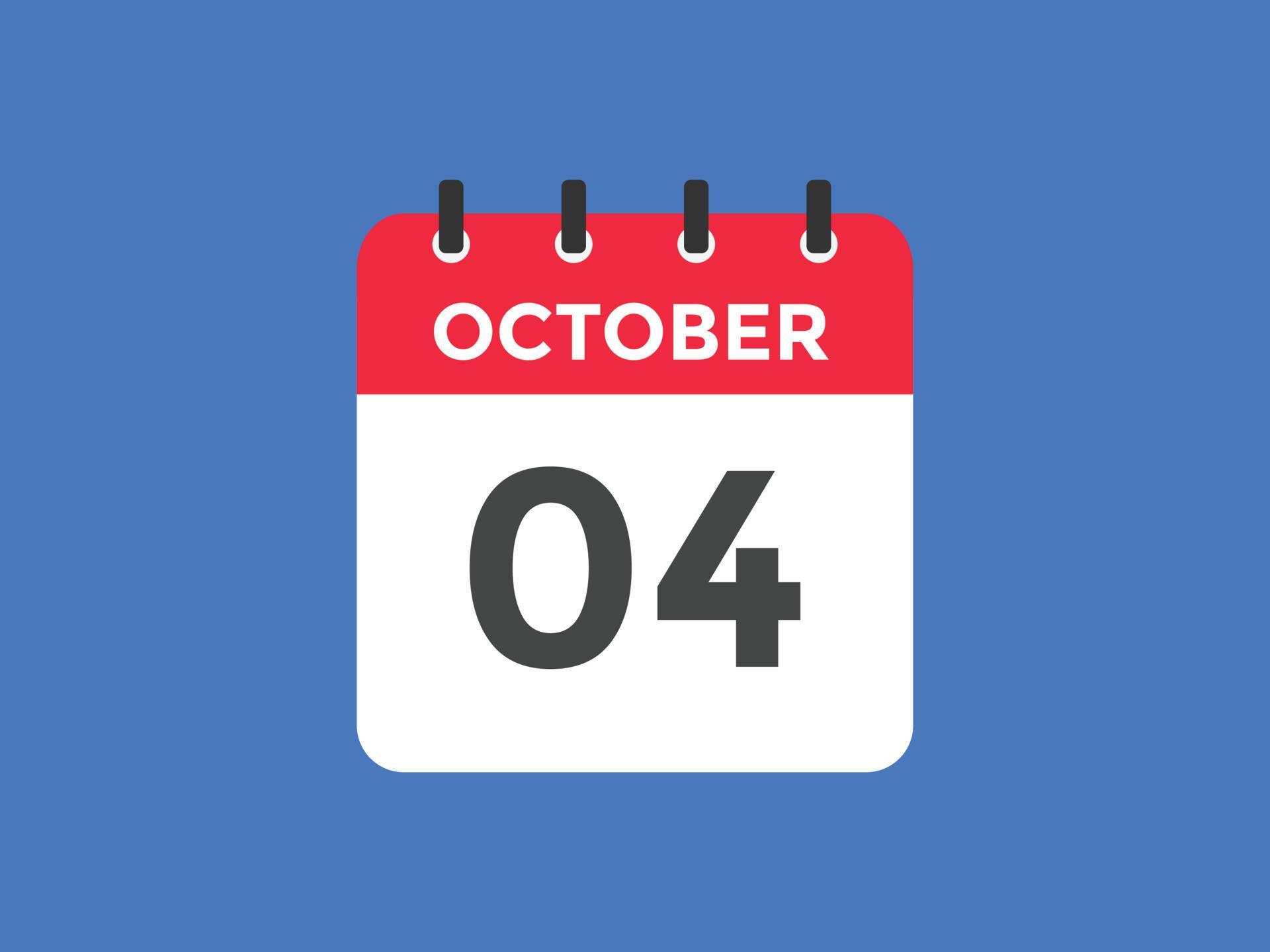 october 4 calendar reminder. 4th october daily calendar icon template ...