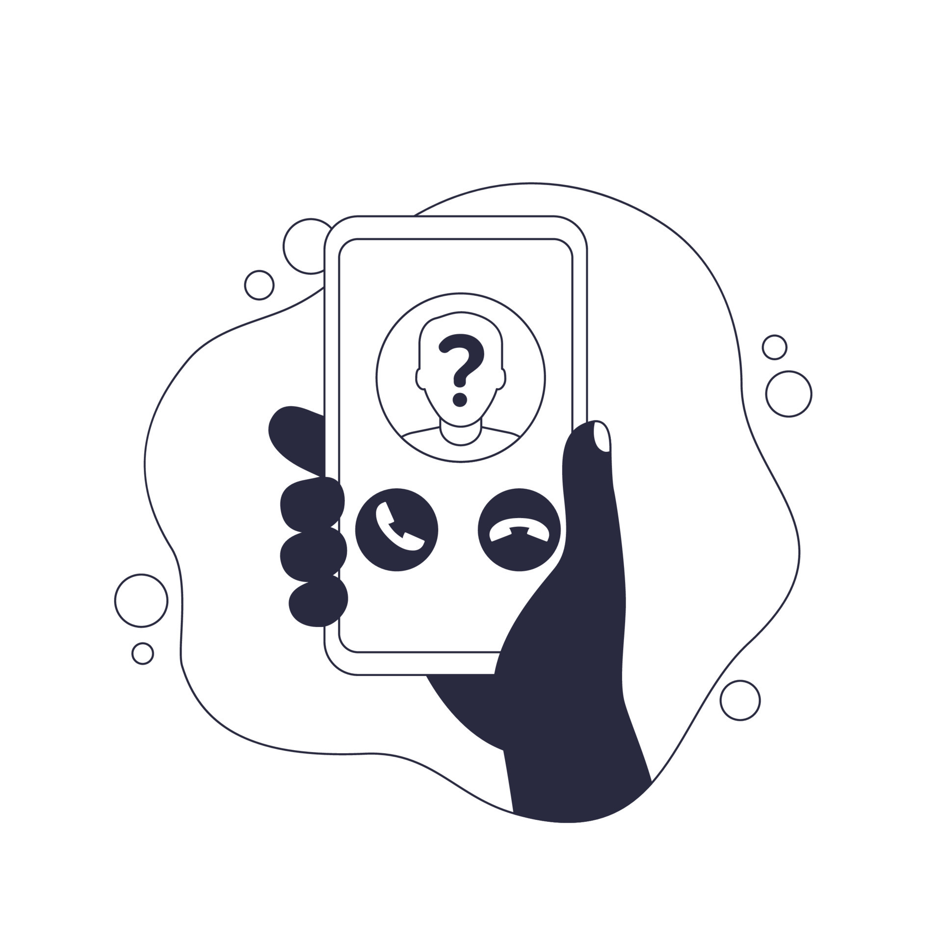 unknown caller, phone call, smartphone in hand vector illustration ... unknown caller, phone call, smartphone in hand vector illustration ...