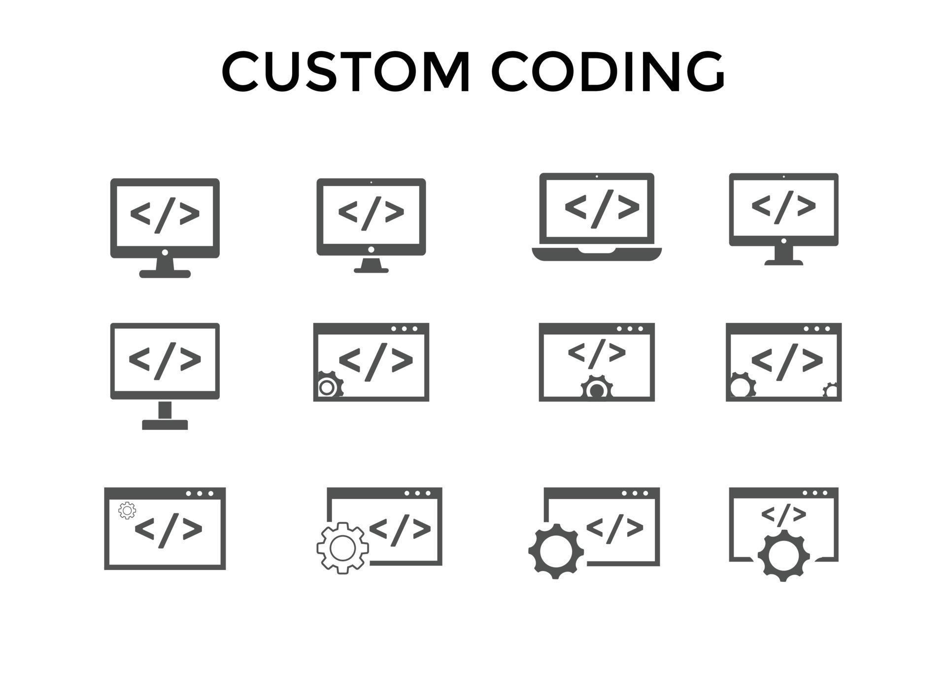 Set Of Custom Coding Icons Vector Illustration Modern Style Custom Coding Symbol 11078355