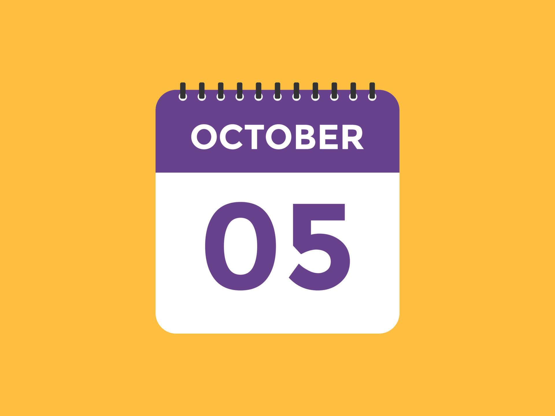 Recordatorio del calendario del 5 de octubre. Plantilla de icono de calendario diario del 5 de ...
