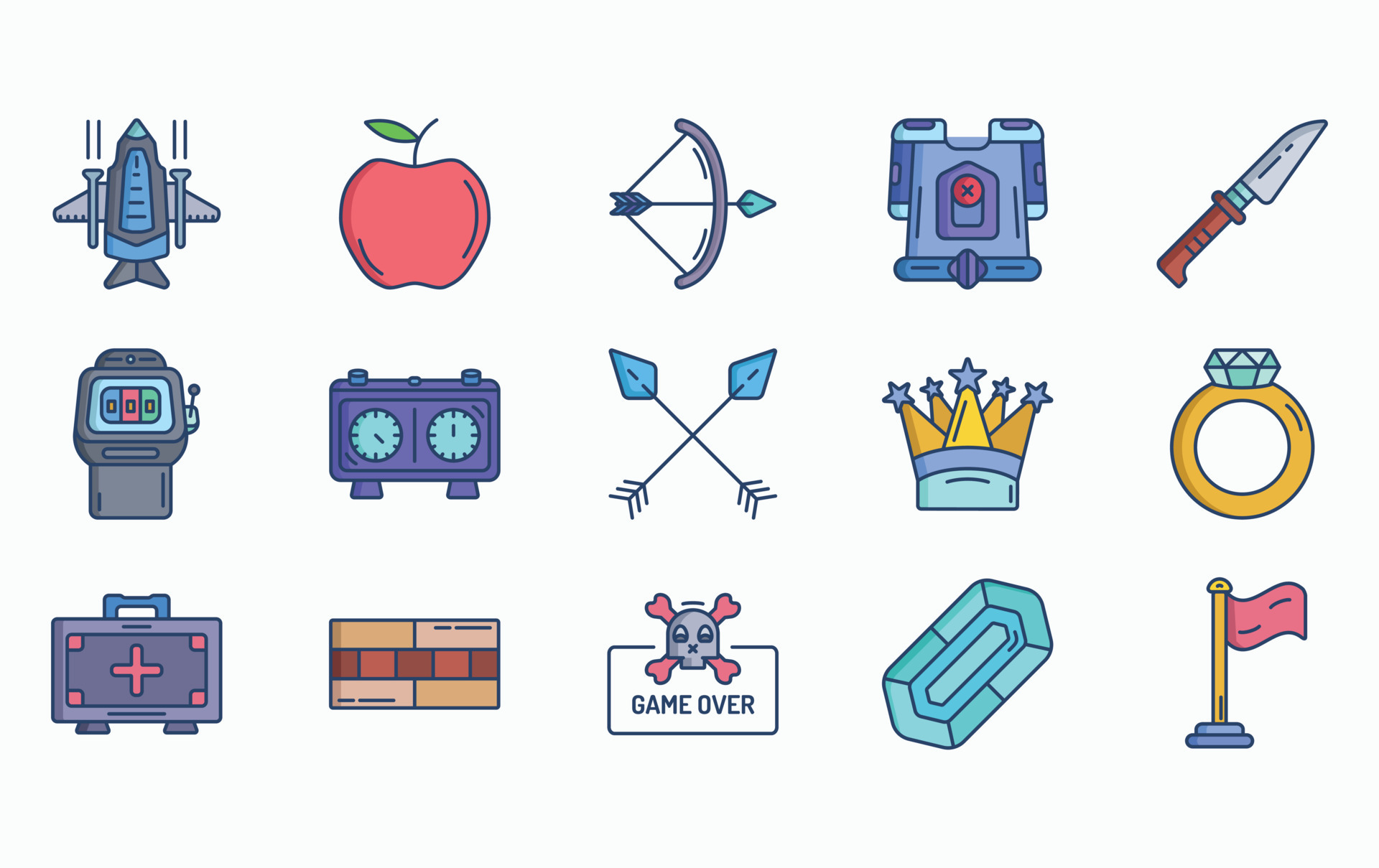 Video Game Elements icon set 11082965 Vector Art at Vecteezy