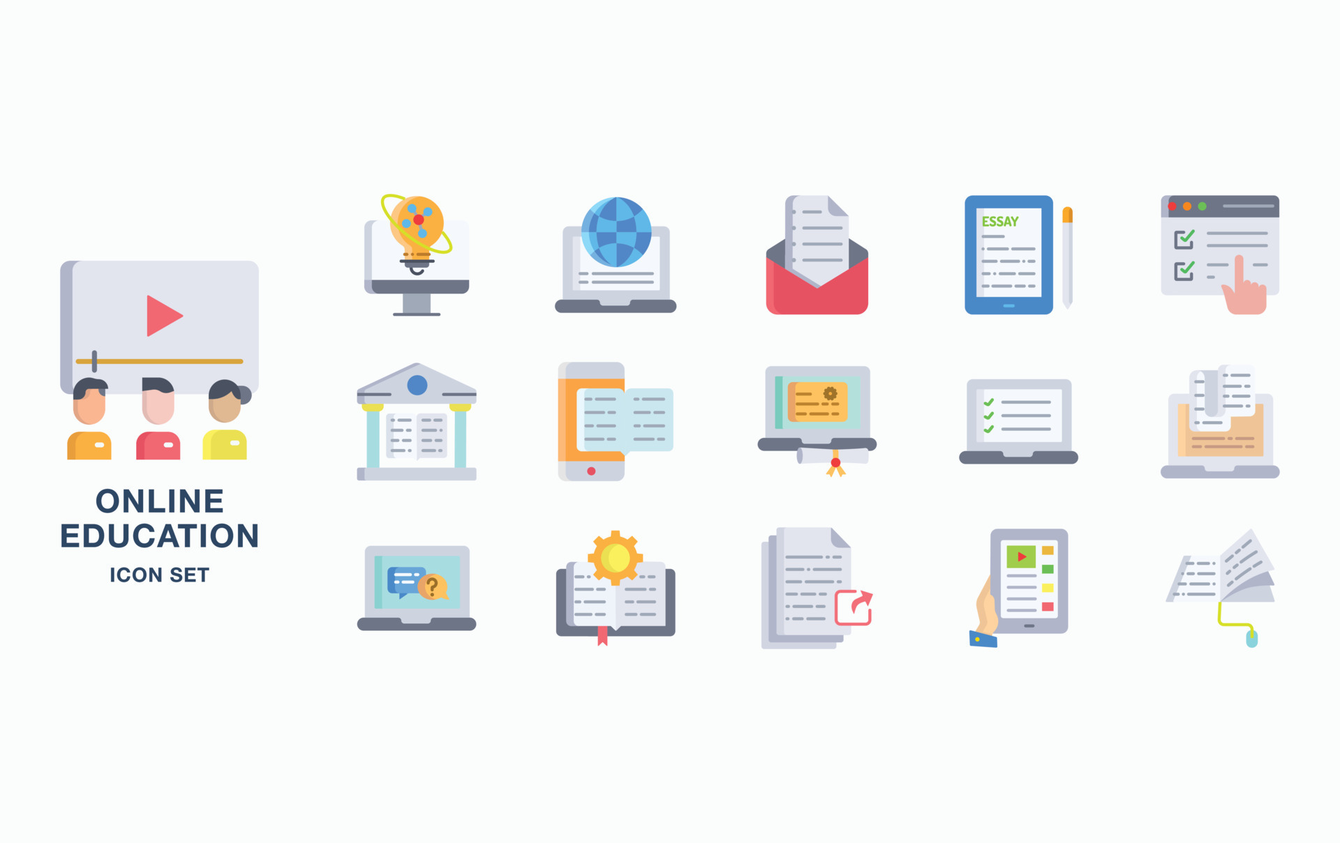 Online Education icon set 11083009 Vector Art at Vecteezy