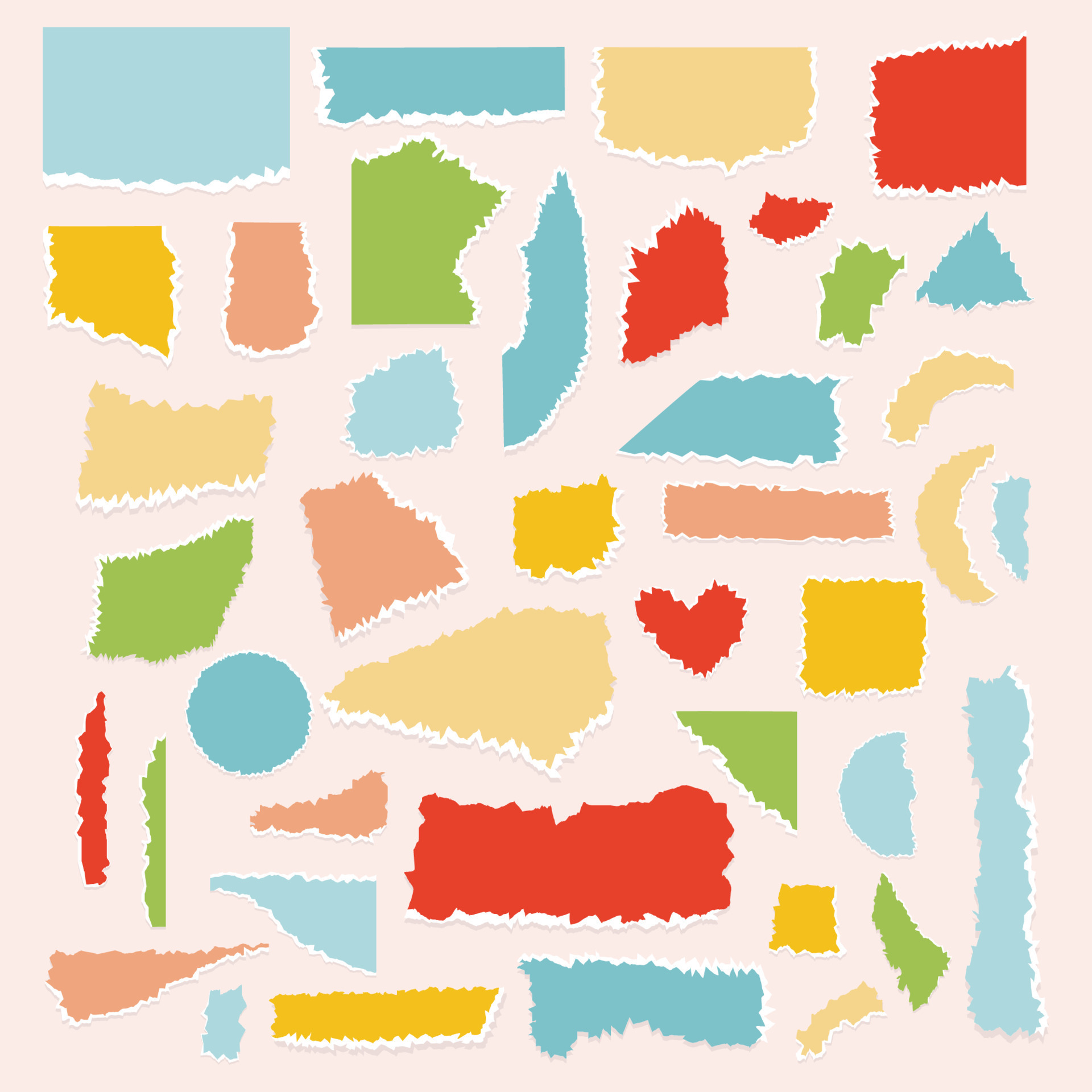 Colored Pieces Of Torn Paper Set Of Collage Paper Geometric Shapes Creative Cutouts Vector