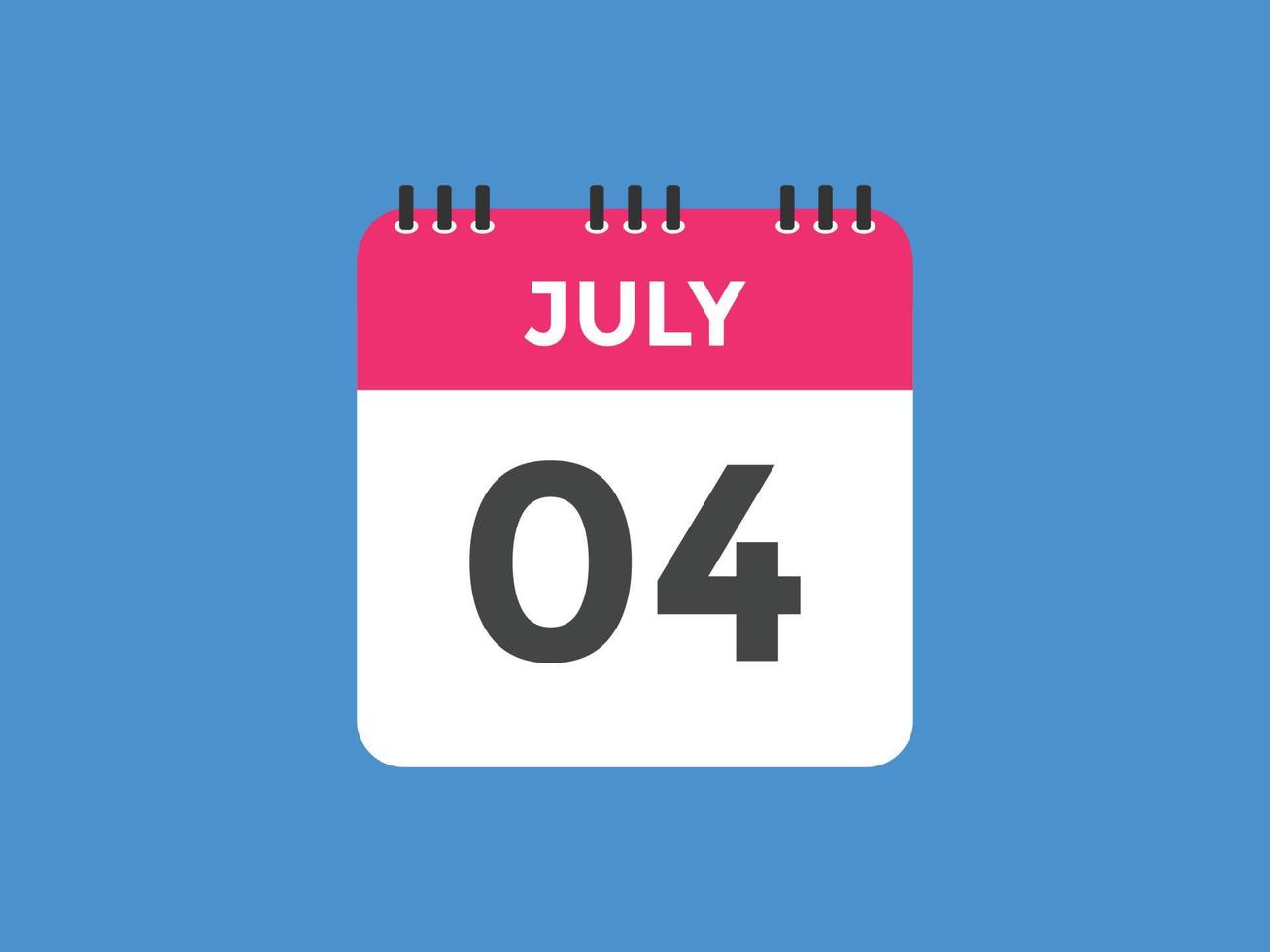 Recordatorio del calendario del 4 de julio. Plantilla de icono de ...