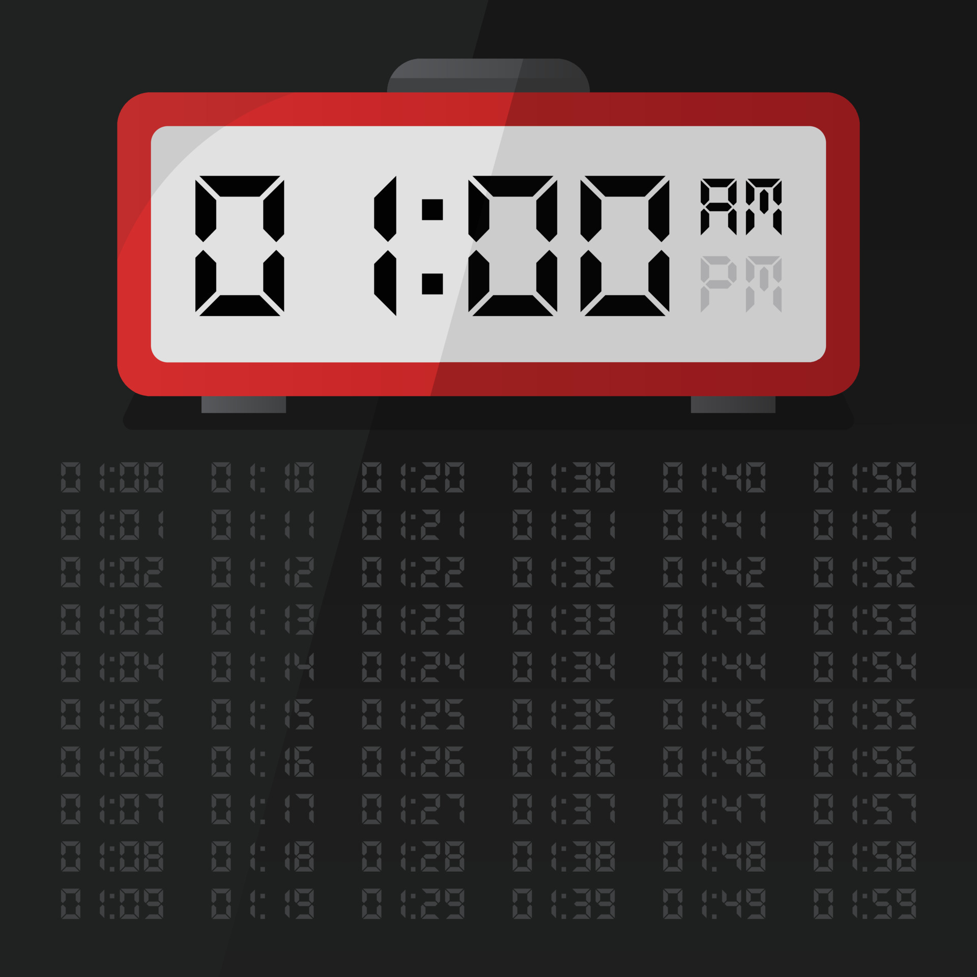 reloj digital que muestra la 1 en punto con el conjunto de números digitales eps 10 vector ...