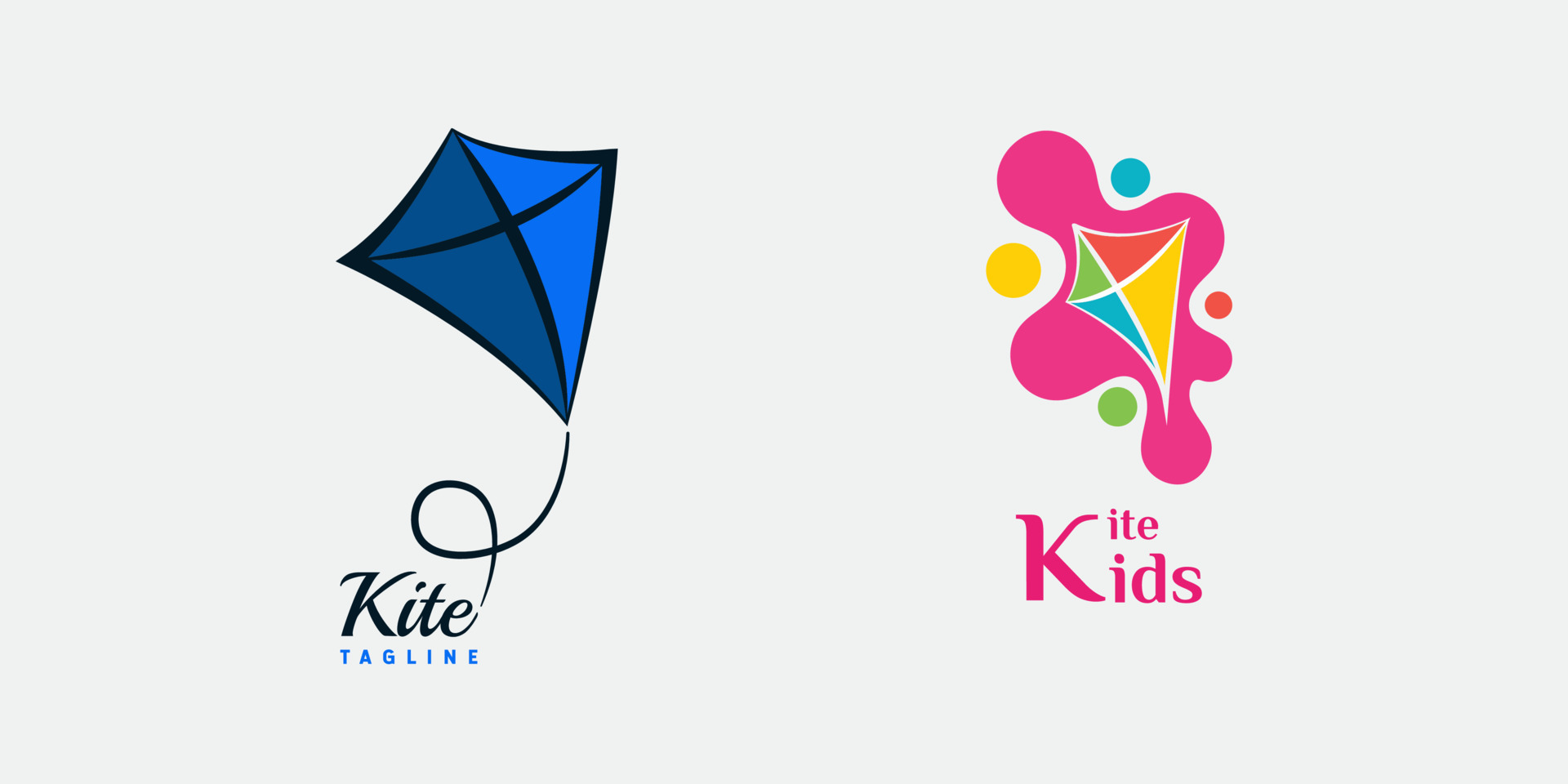 Kite Flying Logo Design. With handrawn style and pink, yellow, green, red, blue colors. Simple ...