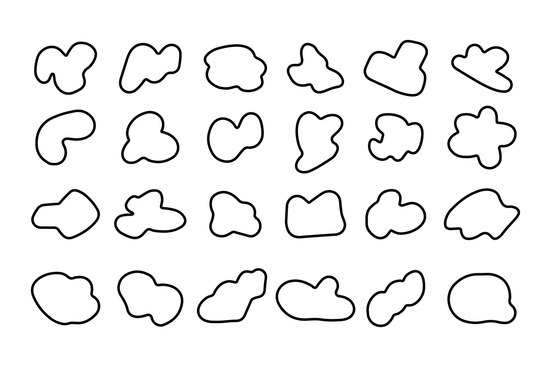 Random black contour shapes set. Blob shapes. Organic abstract splodge ...