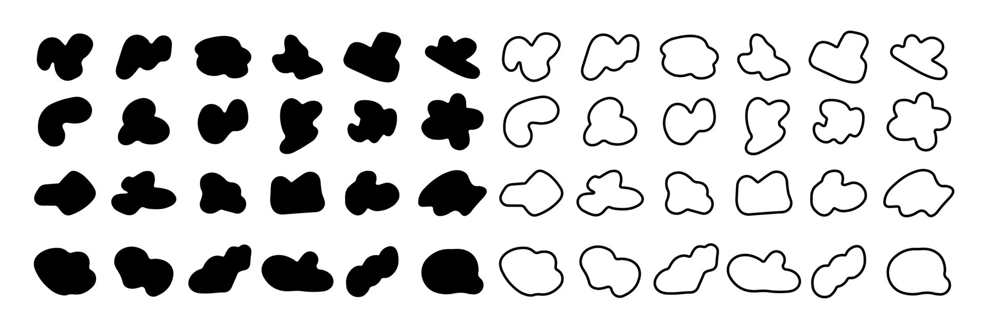 Random black shapes set. Blob shapes. Spot and contour. Organic ...