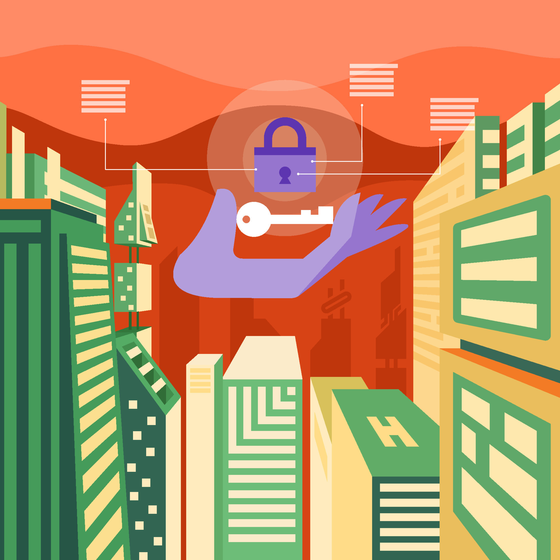 Cyber Security in Futuristic City Concept 11090919 Vector Art at Vecteezy