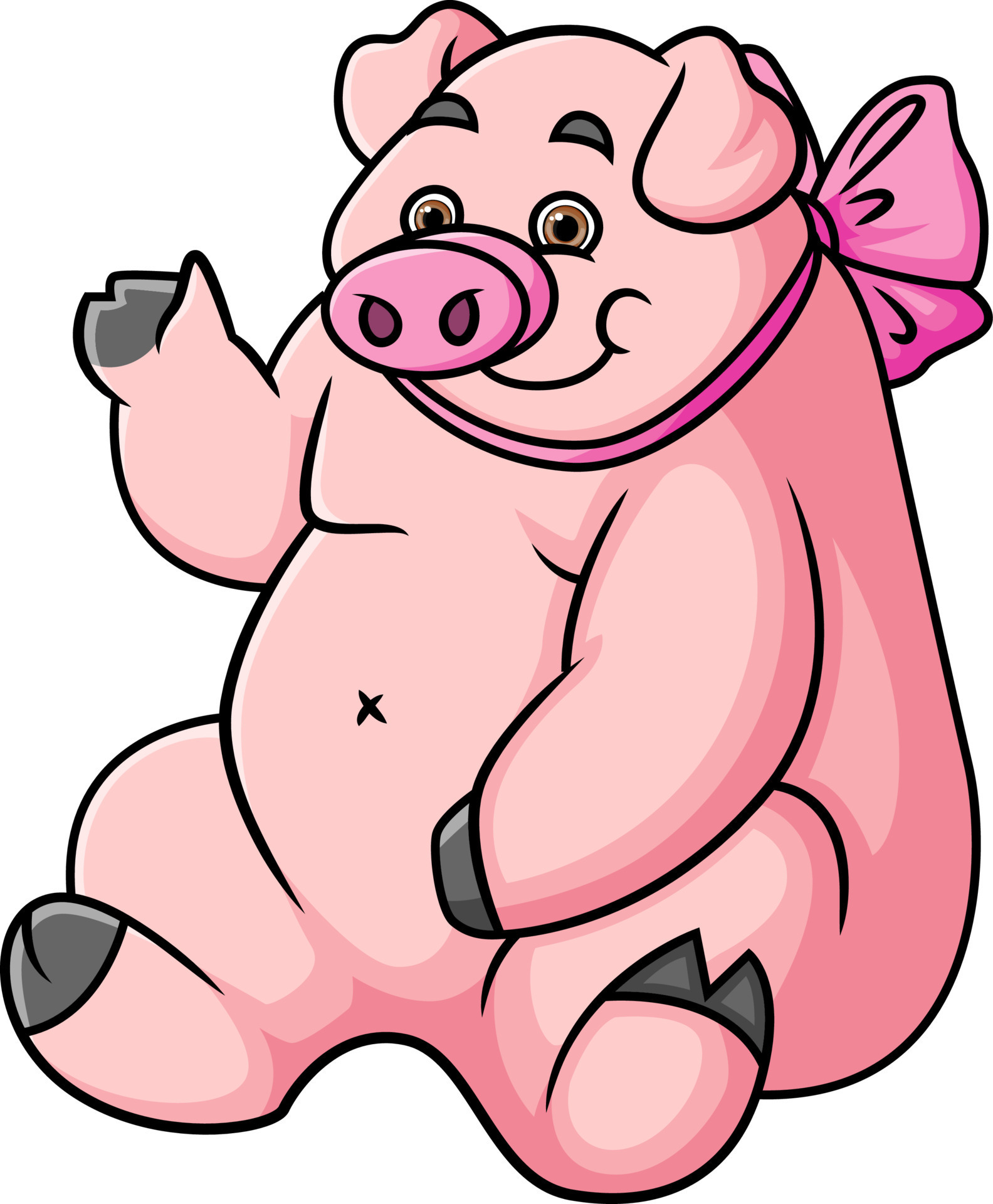 el cerdo grande está sentado y lleva una cinta mientras saluda 11095484 Vector en Vecteezy