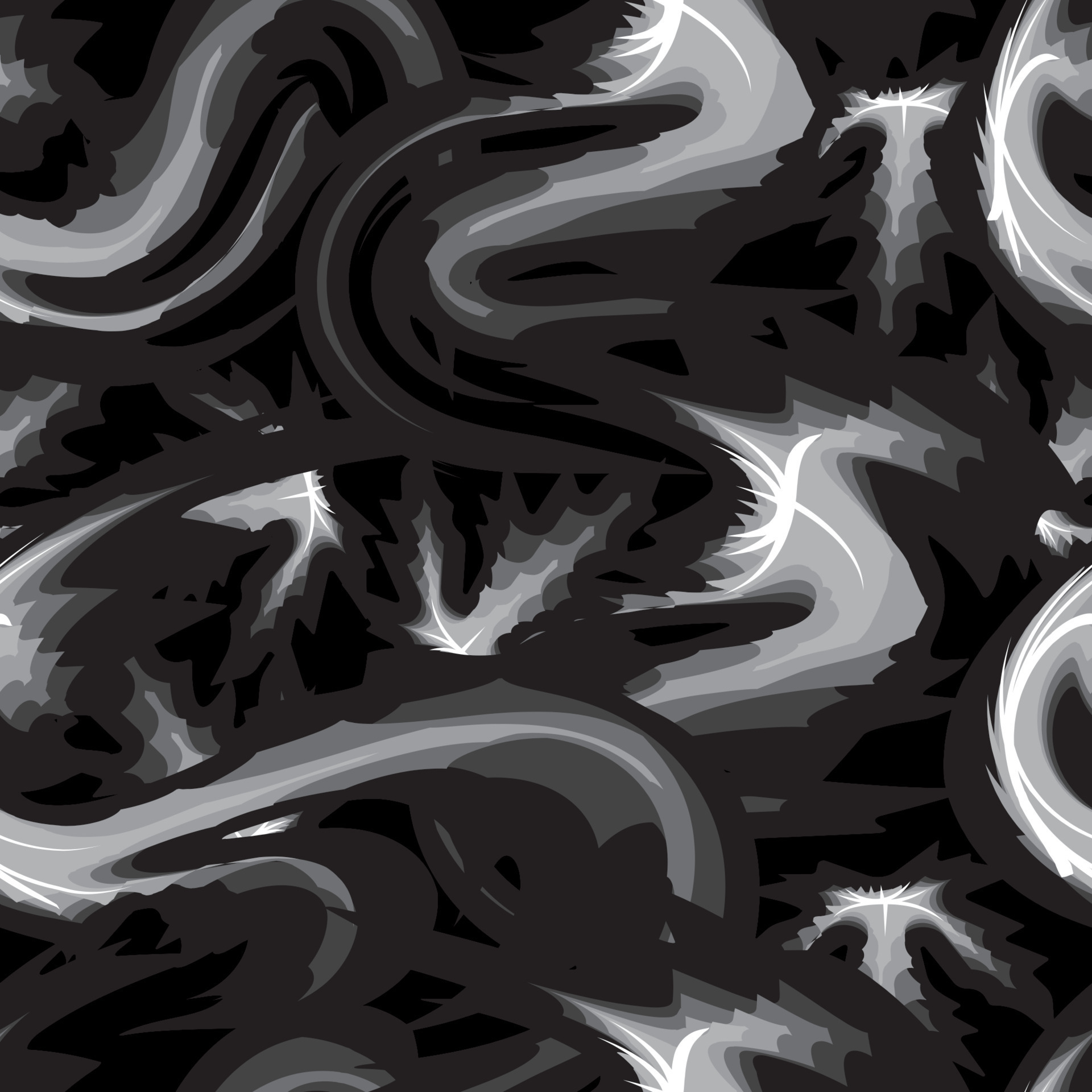 Black And White Abstract Wave Illustration Seamaless Pattern Vector