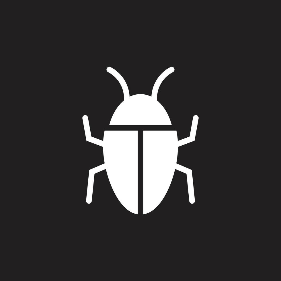 eps10 white vector program bug animal icon isolated on black background ...