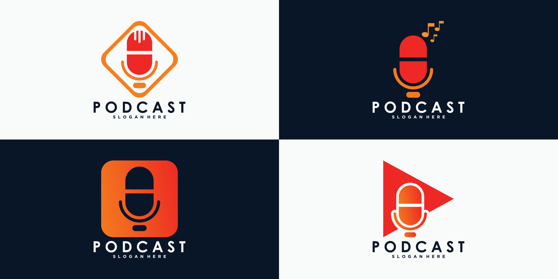 conjunto de diseño de logotipo de podcast con vector premium de concepto creativo 11097189 ...