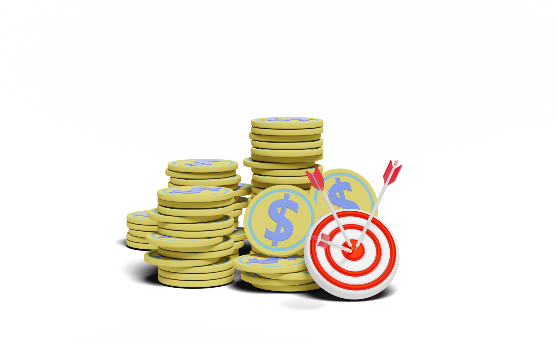 Free 3d Target With Darts Or Arrow Pile Money Dollar Coins 11104377