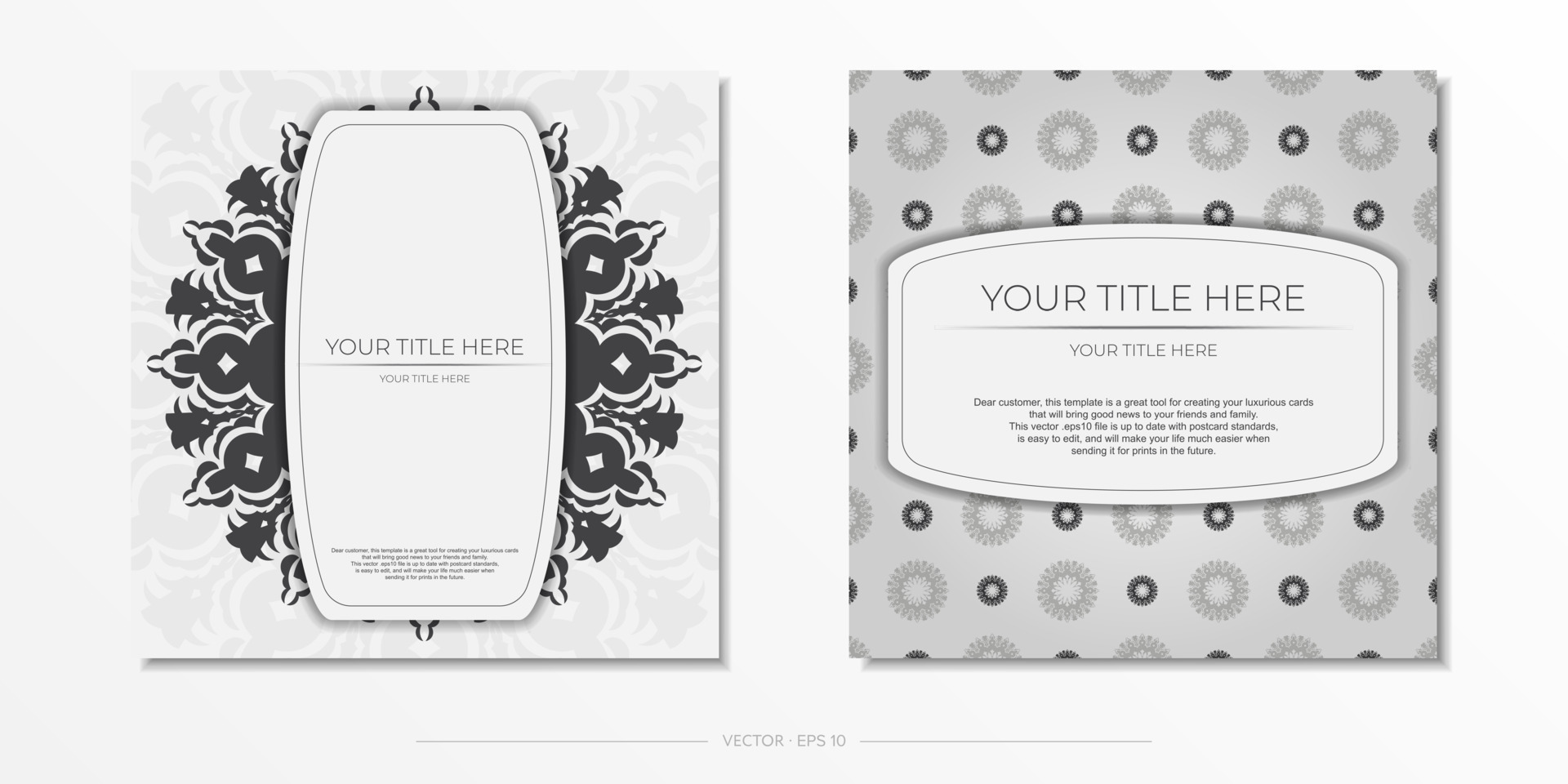 Stylish Template for print design postcards in white color with ...