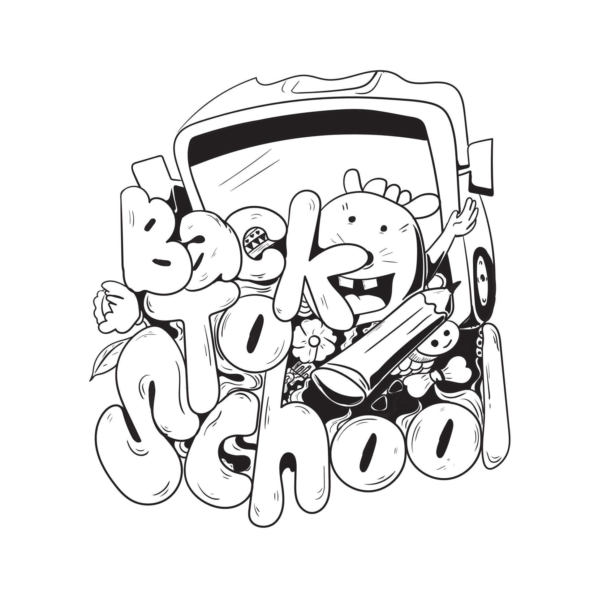 black and white back to school doodle art 11114042 Vector Art at Vecteezy