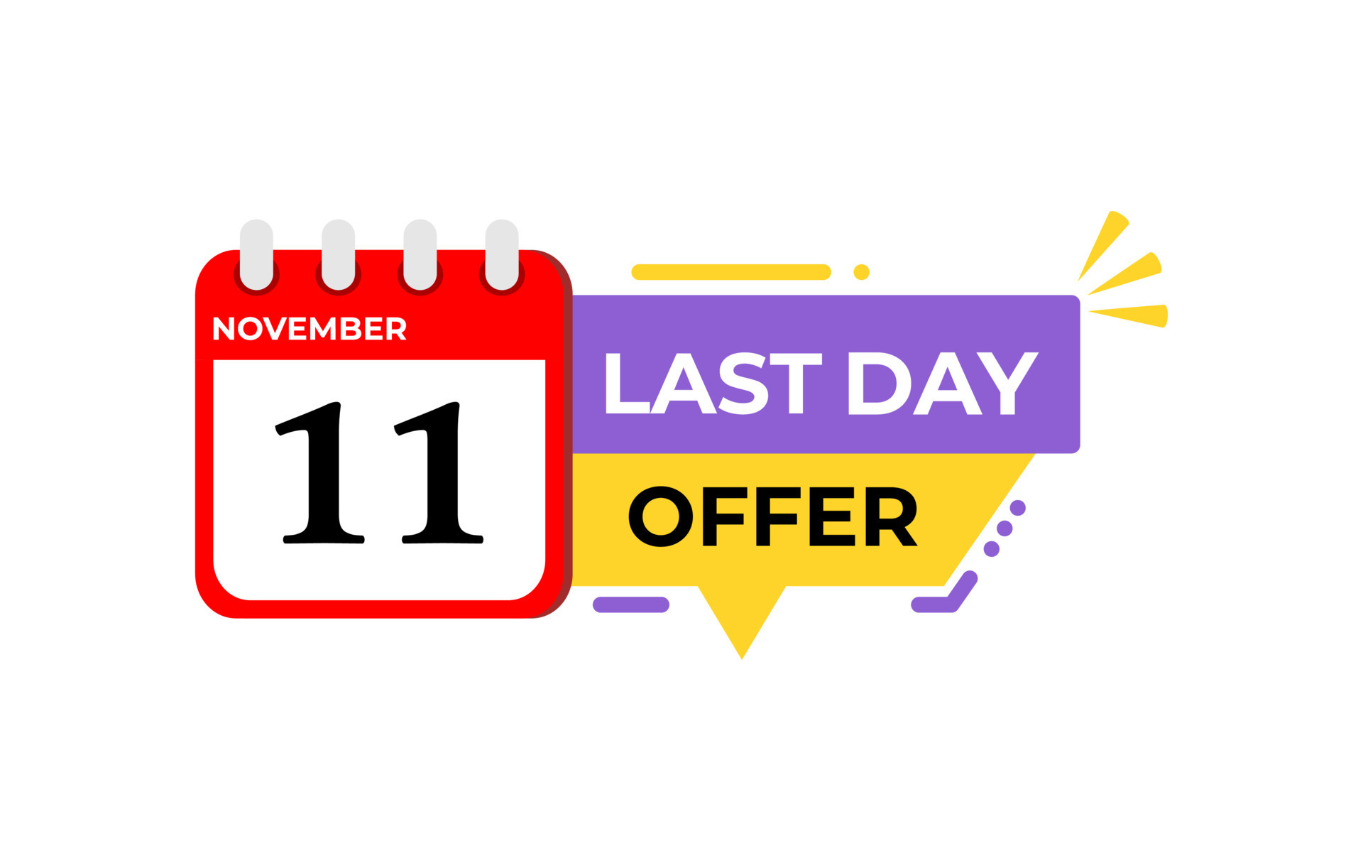 Last day offer modern banners element with calendar illustration. Label ... Last day offer modern banners element with calendar illustration. Label ...