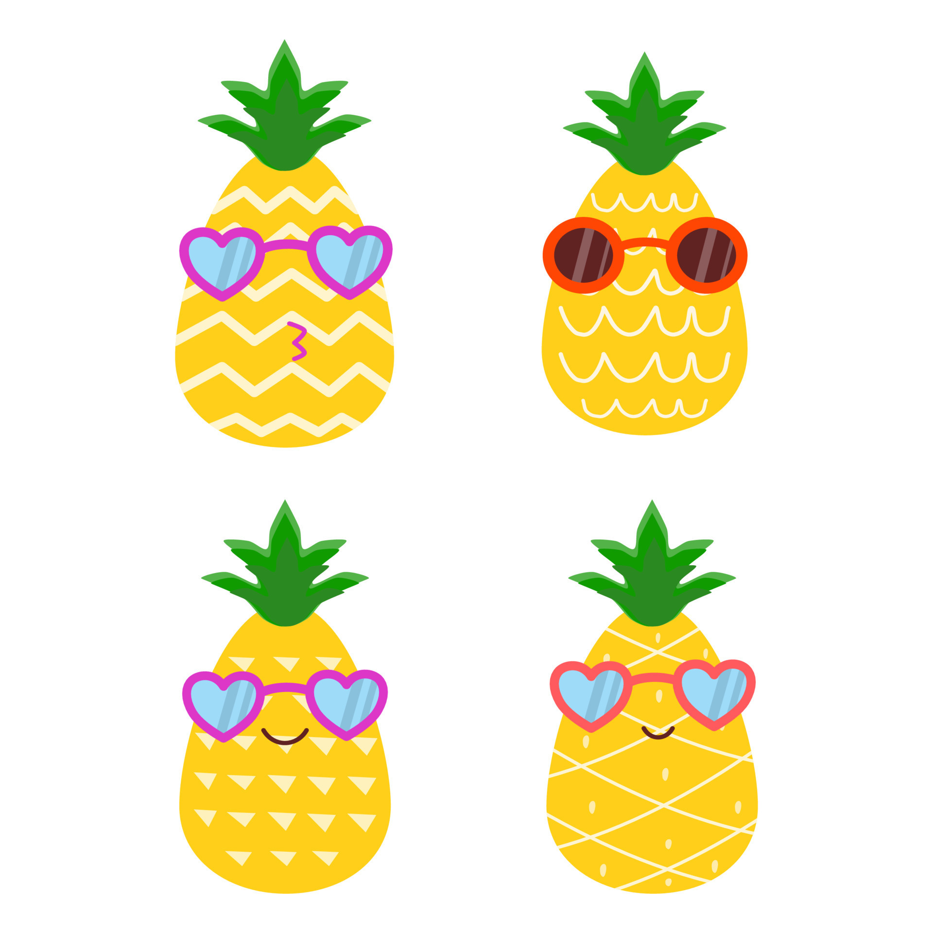 summer pineapple nature illustration with glasses 11115122 Vector Art ...